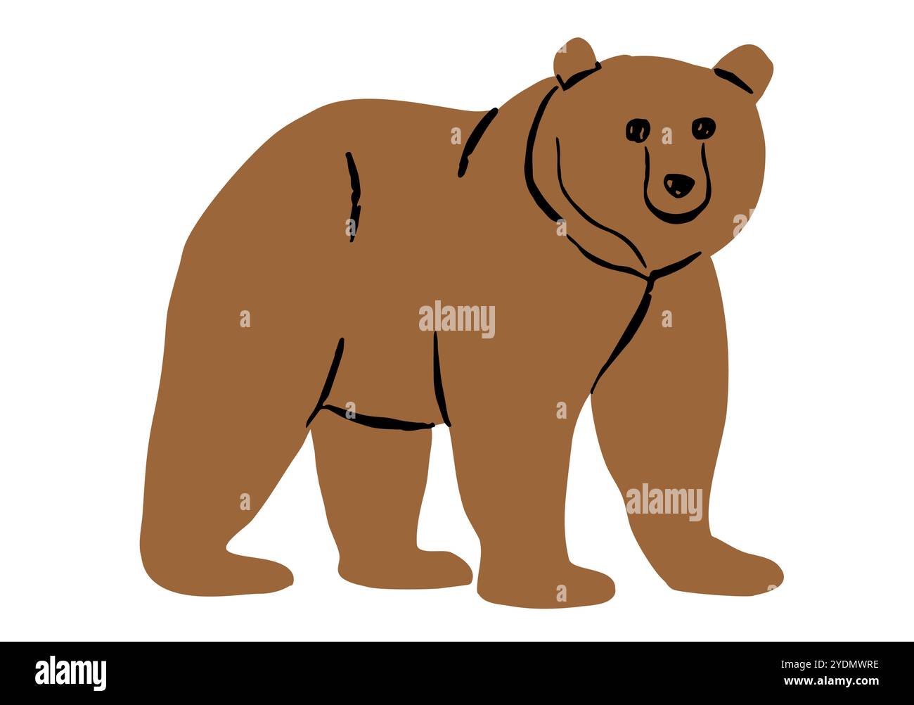 Cute cartoon illustration of a brown bear in a standing pose and ...
