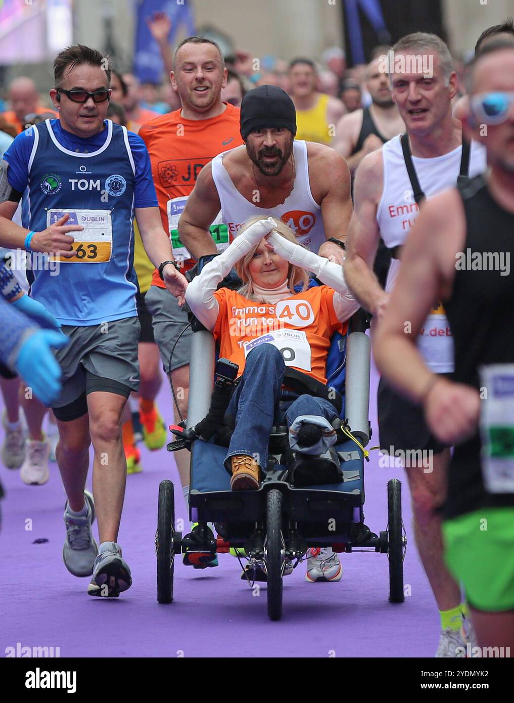 Actor Colin Farrell with his friend Emma Fogarty, running in the Irish ...