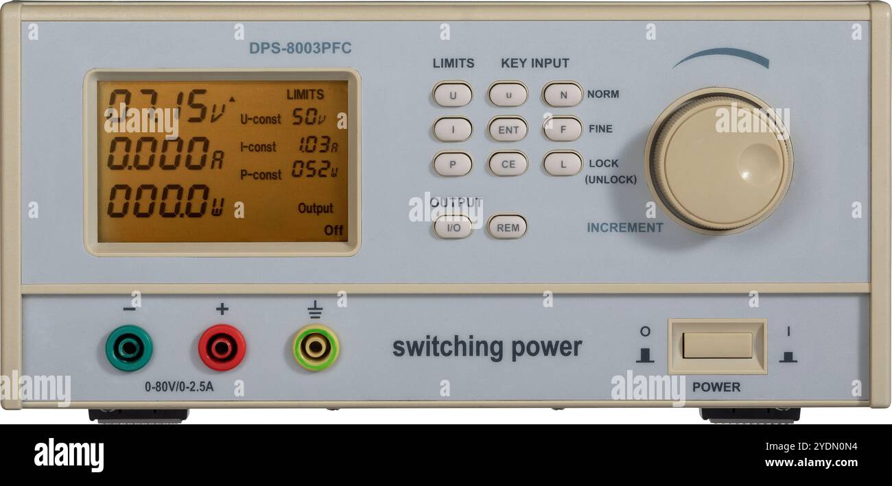 Vintage digital bench PSU or powersupply, cut out on white background ...