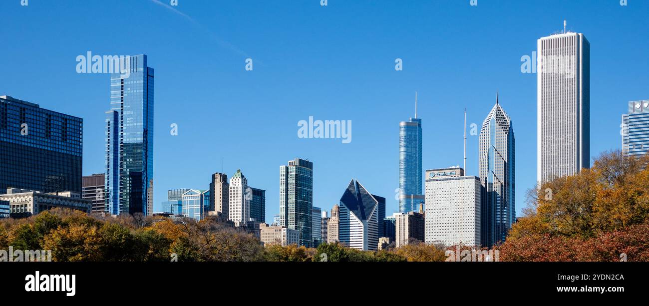Chicago skyline in autumn Stock Photo - Alamy