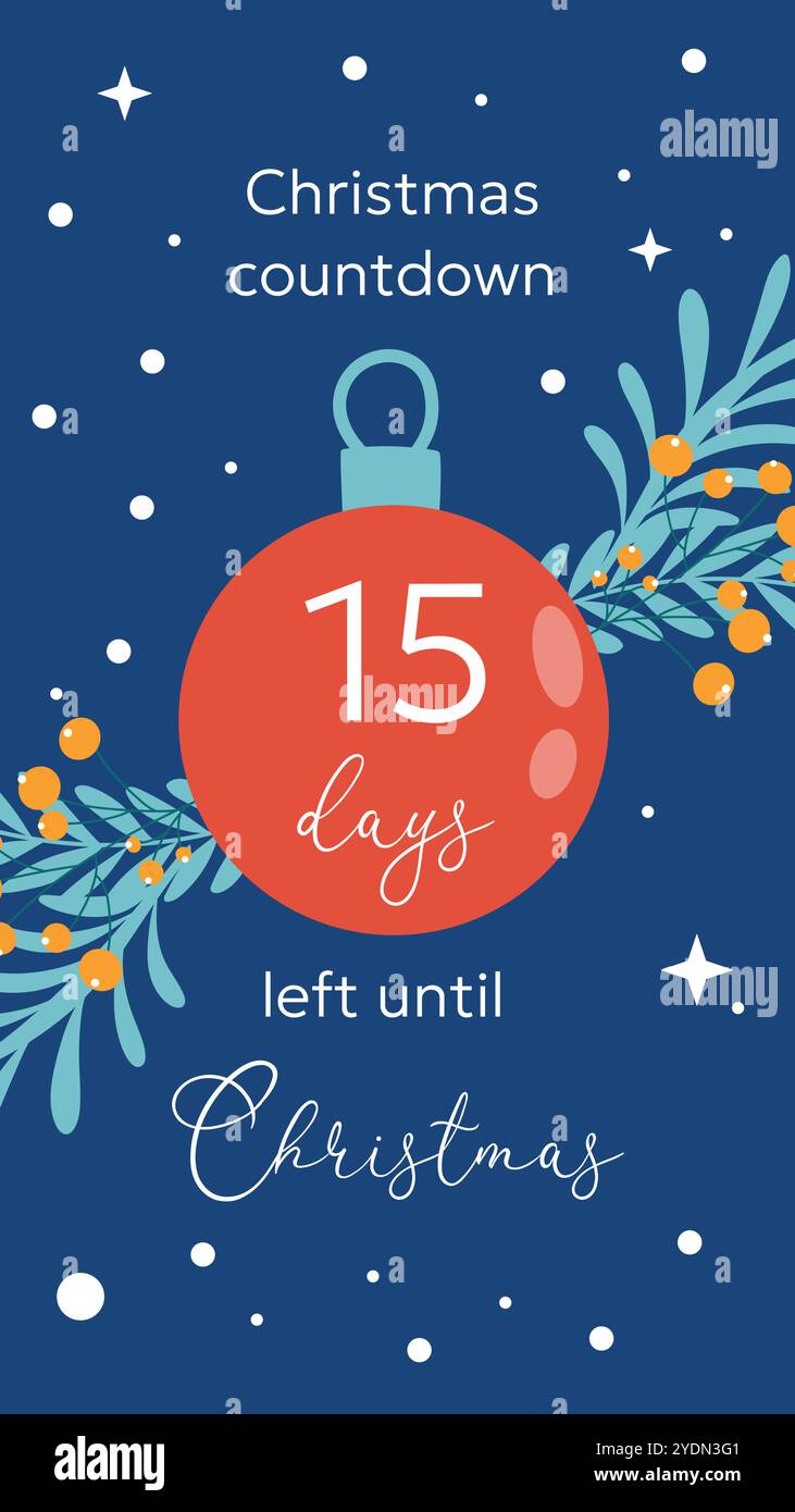 Editable Christmas countdown stories template. Doodle celebration ...