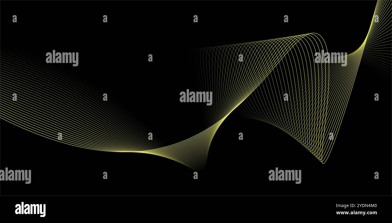 flowing lines in yellow, creating dynamic patterns against a black ...