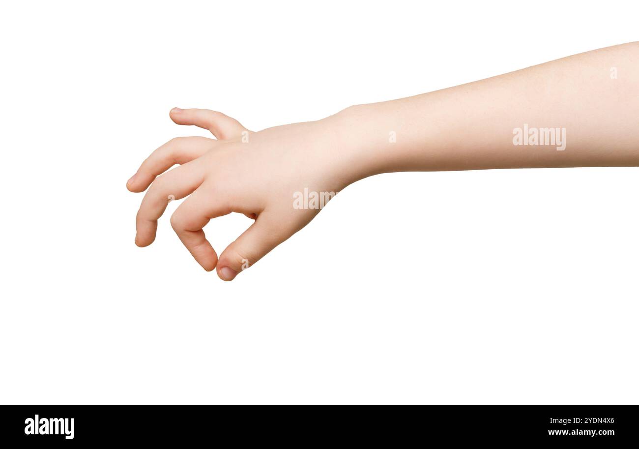 Kid hand making grab some items isolated on white Stock Photo - Alamy