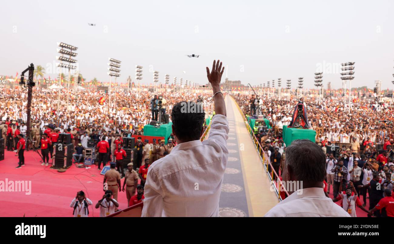 Vikravandi, India. 27th Oct, 2024. All eyes on Vijay the renowned film ...