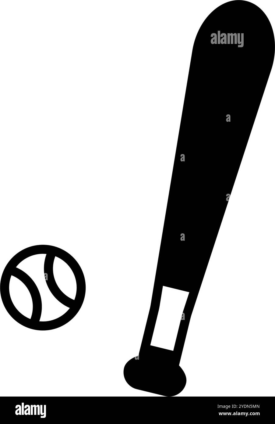 Baseball bat and baseball ball silhouette icon set. Editable vector ...