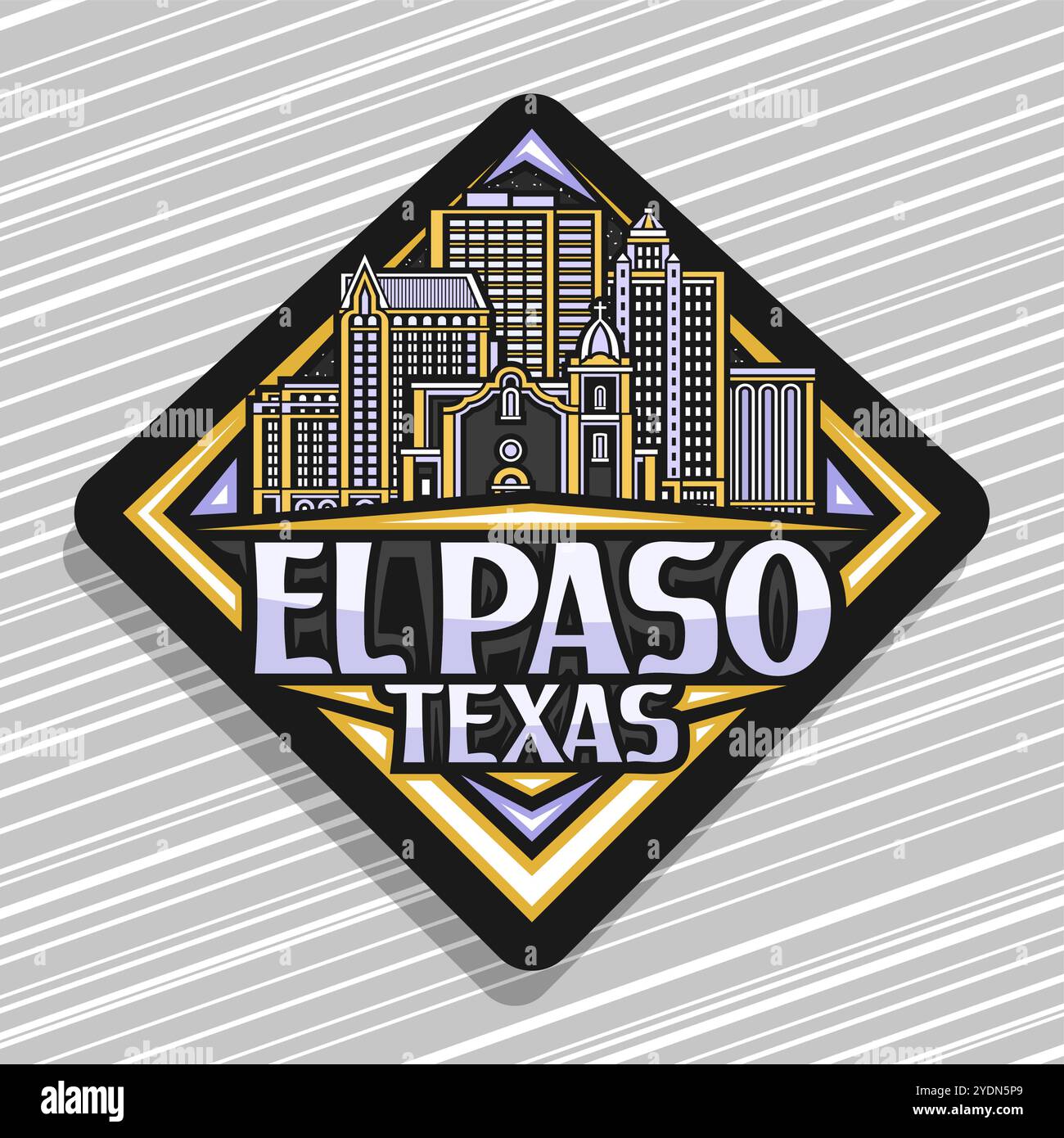Vector logo for El Paso City, dark rhomb road sign with line ...