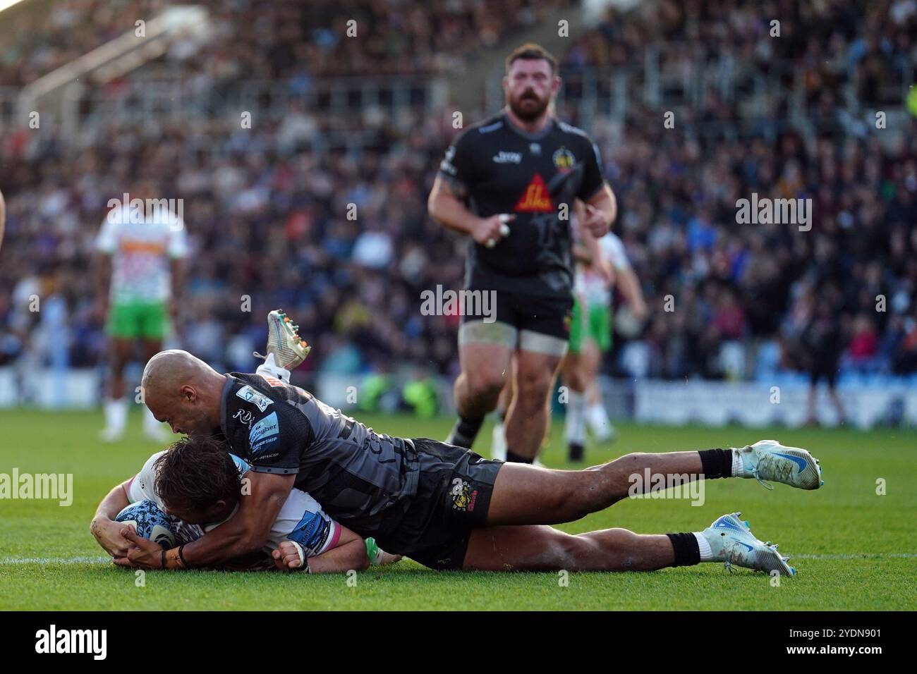 Harlequins Will Evans scores his sides third try of the game during the ...