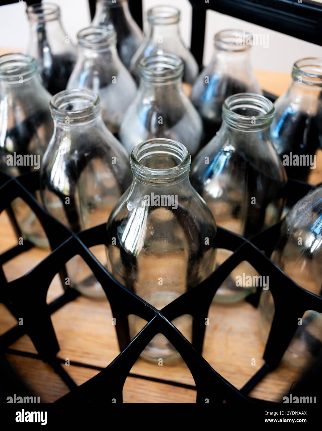 Empty glass bottles for recycling and reuse - milk bottles from United ...