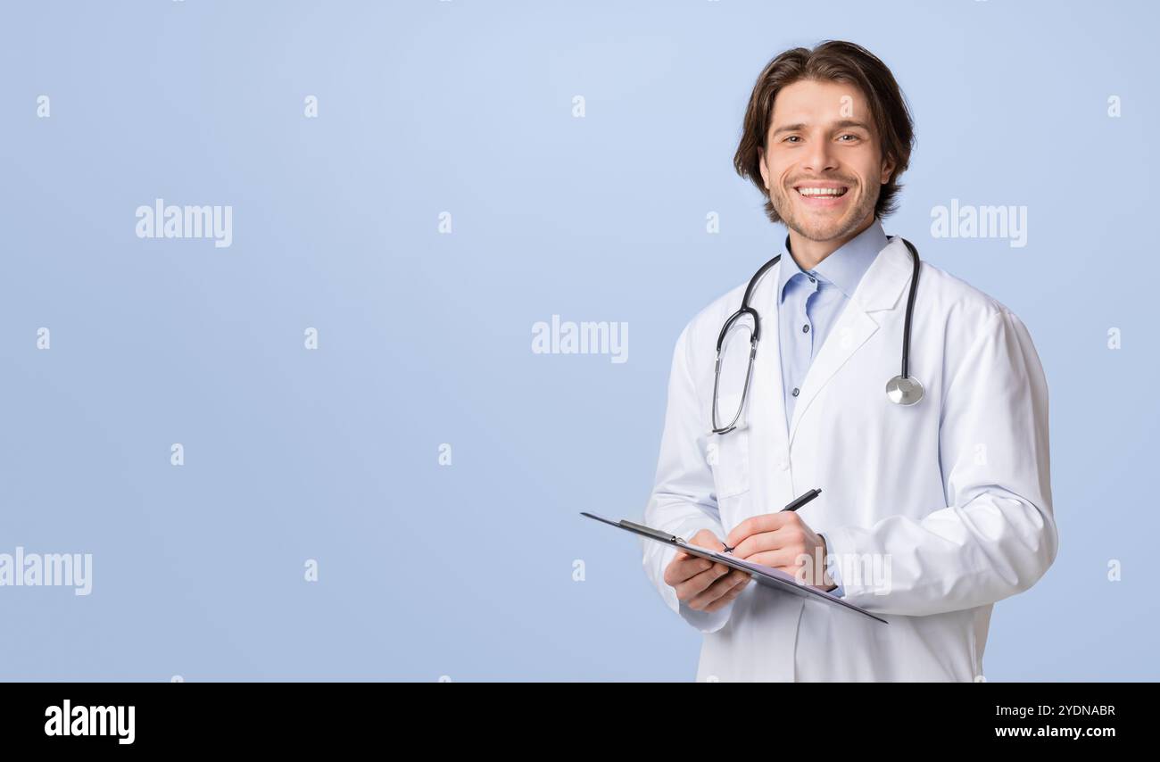 Health Insurance. Portrait Of Friendly Doctor With Medical Chart In ...