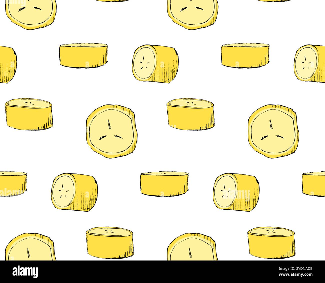 Cute graphic cartoon banana slices. Seamless pattern for design of ...
