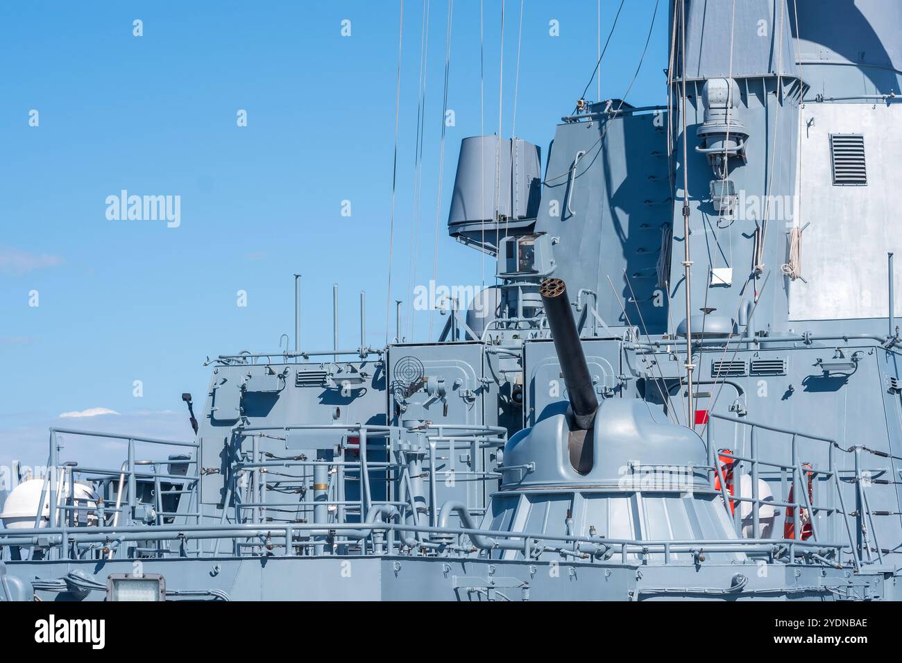 naval military background, concept, fragment of a modern warship with a ...