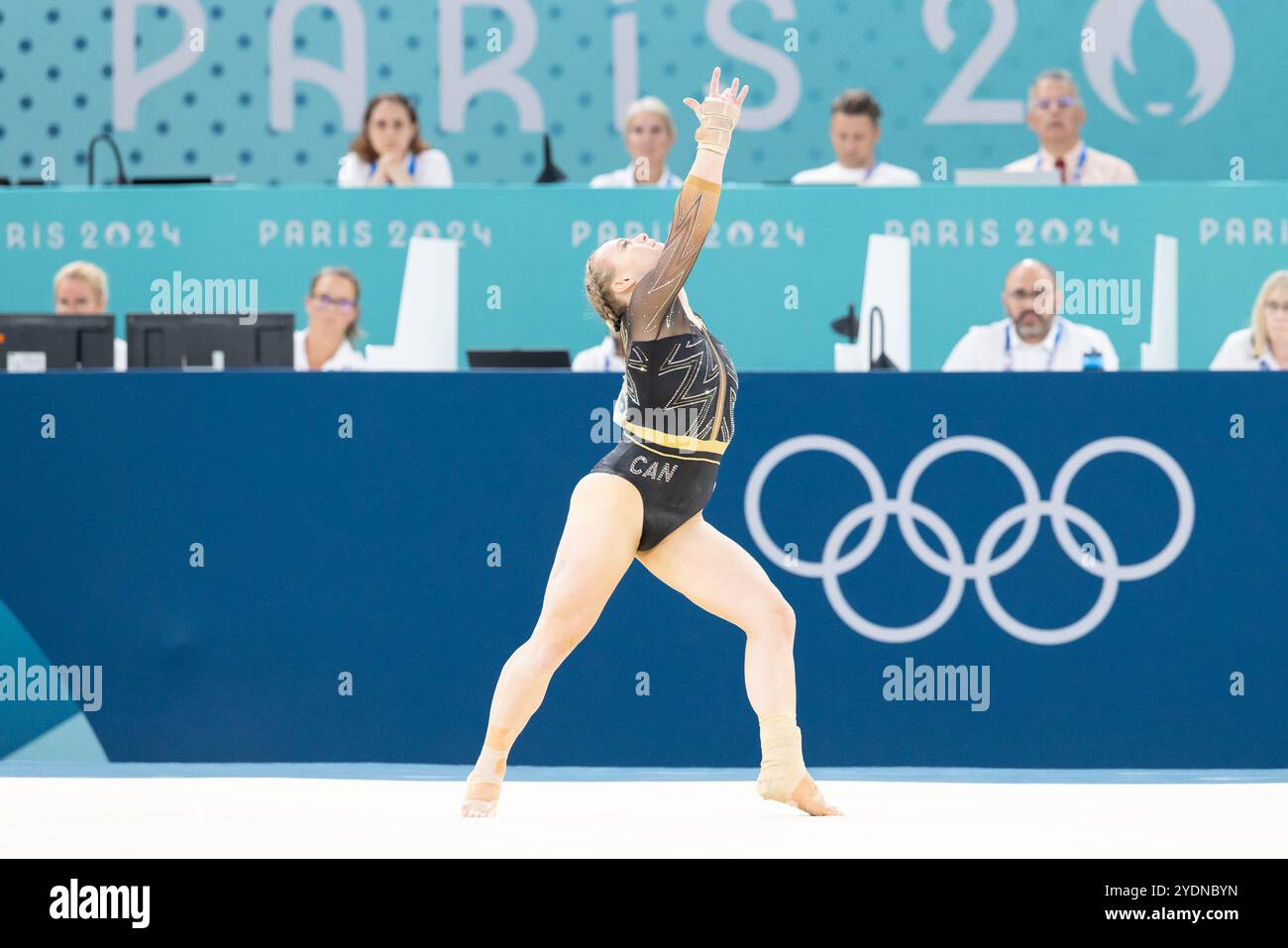August 01, 2024: Elsabeth Black of Canada performs on floor in the ...