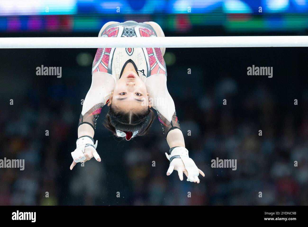 August 01, 2024: Rina Kishi of Japan competes uneven bars in the Women ...