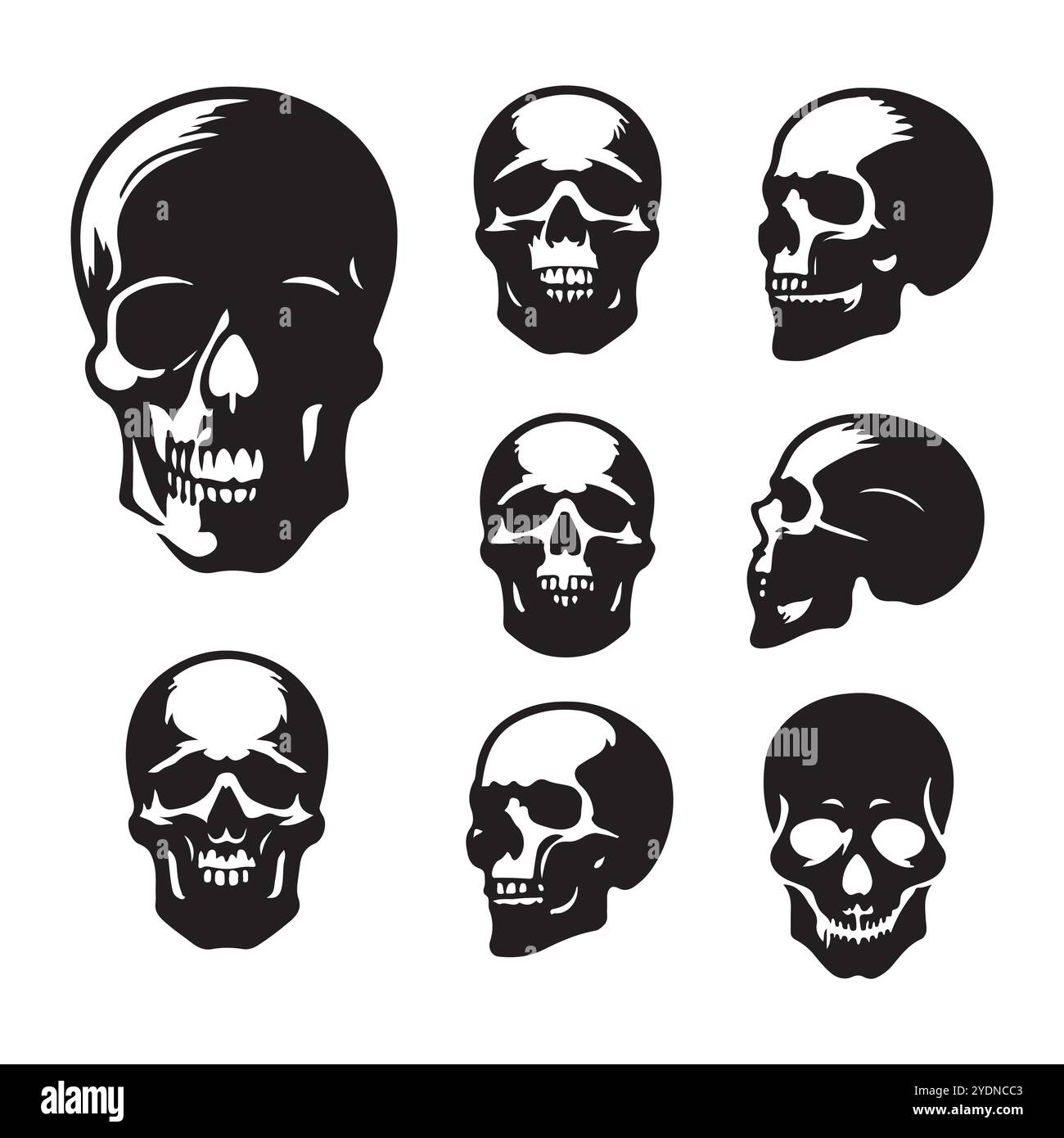 Set of skull silhouettes vector illustration Stock Vector Image & Art ...