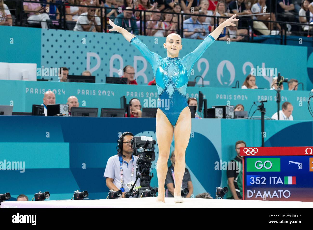 August 01, 2024: Alice D'Amato of Italy performs on beam in the Women's ...
