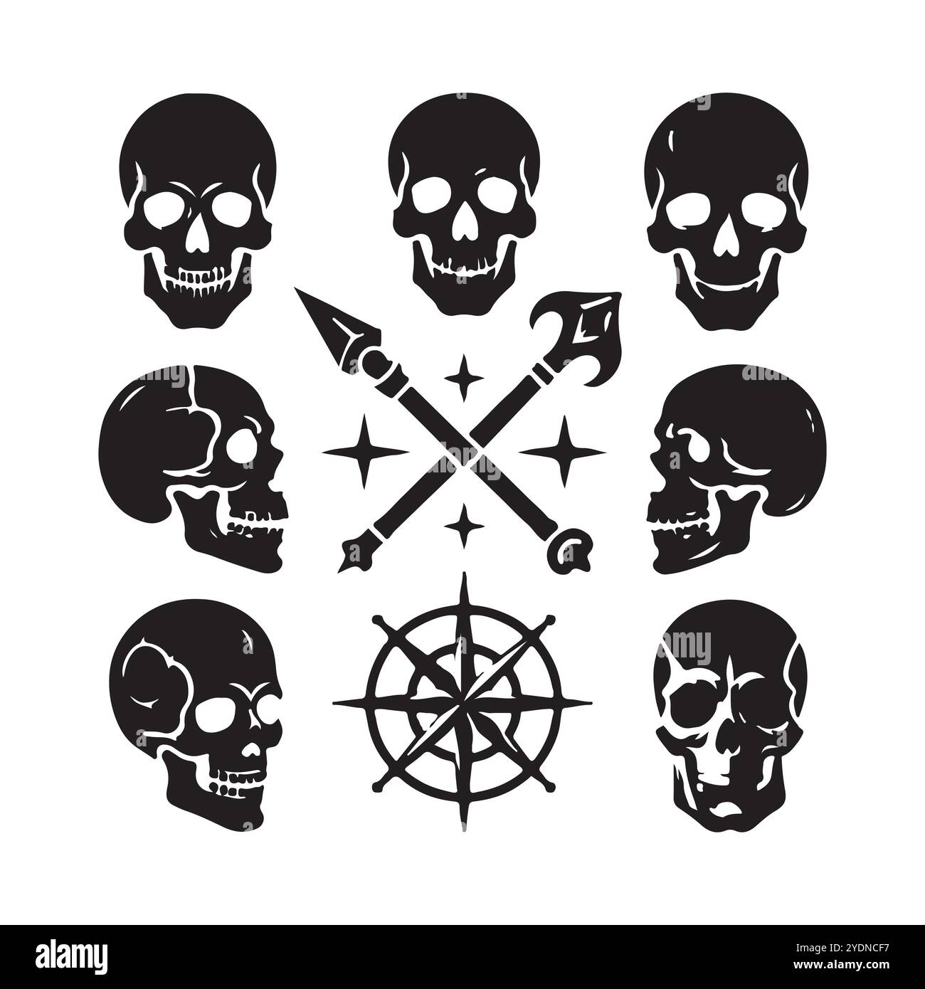 Set of skull silhouettes vector illustration Stock Vector Image & Art ...