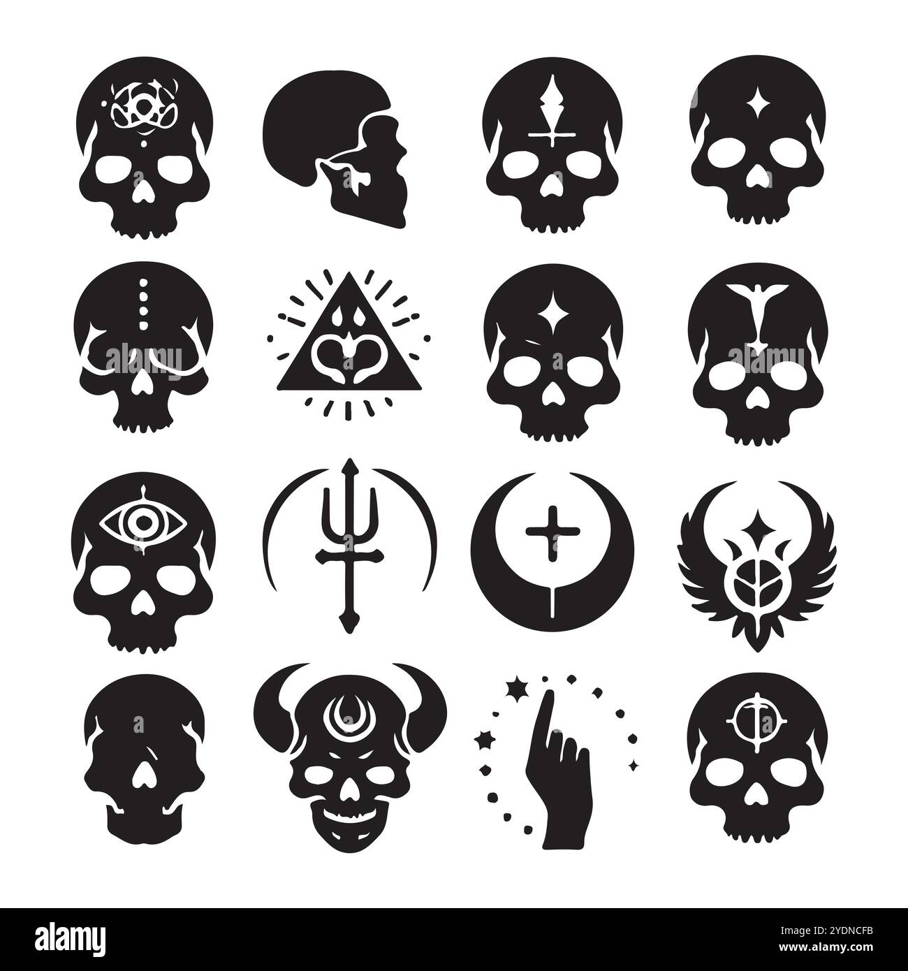 Set of skull silhouettes vector illustration Stock Vector Image & Art ...