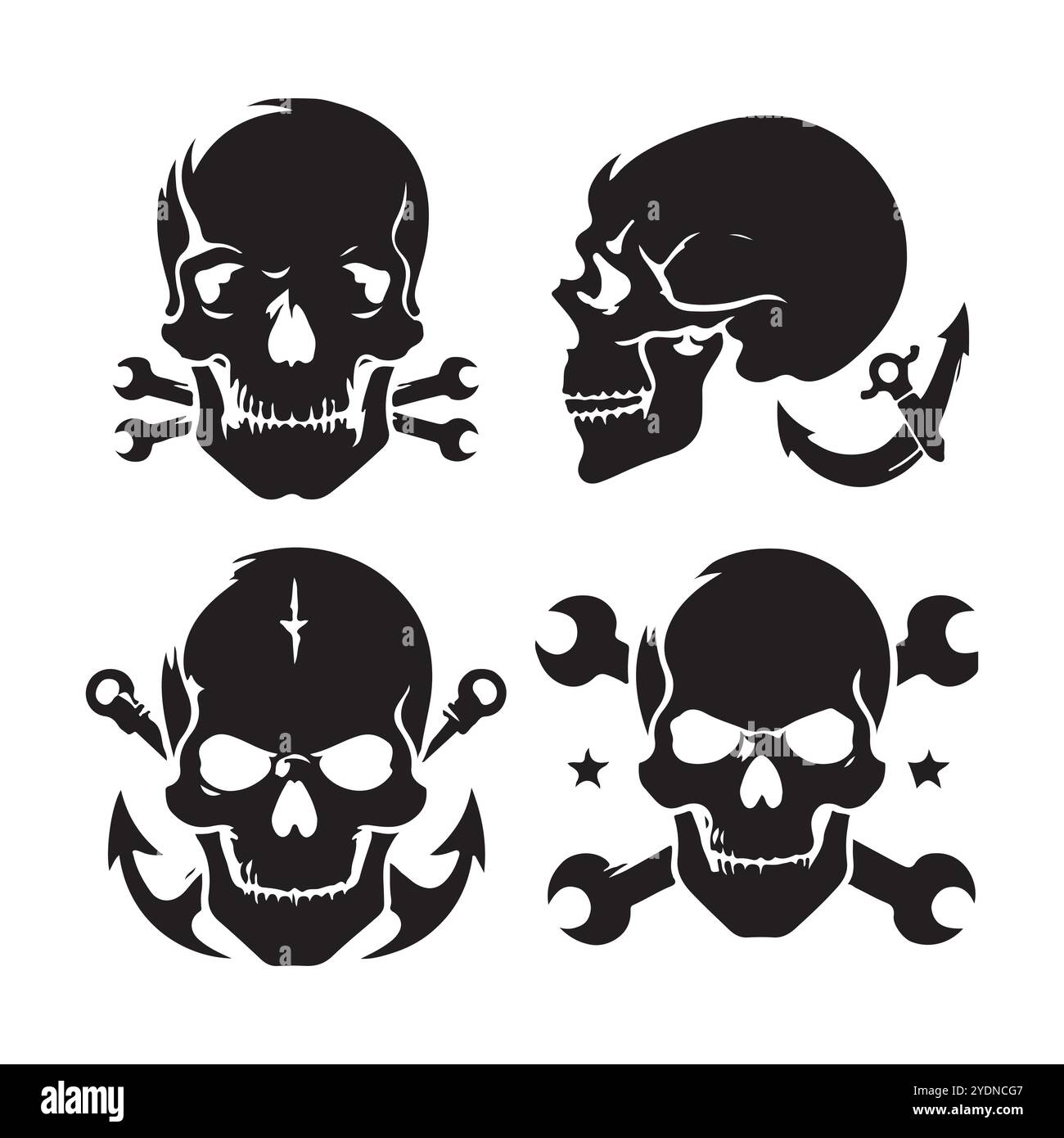 Set of skull silhouettes vector illustration Stock Vector Image & Art ...