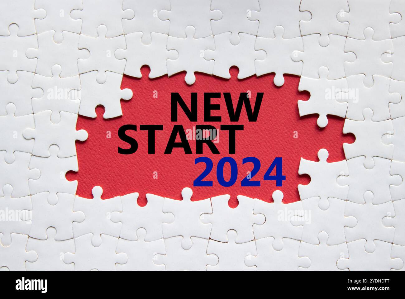 New Start 2024 symbol. Concept words New Start 2024 on white puzzle ...