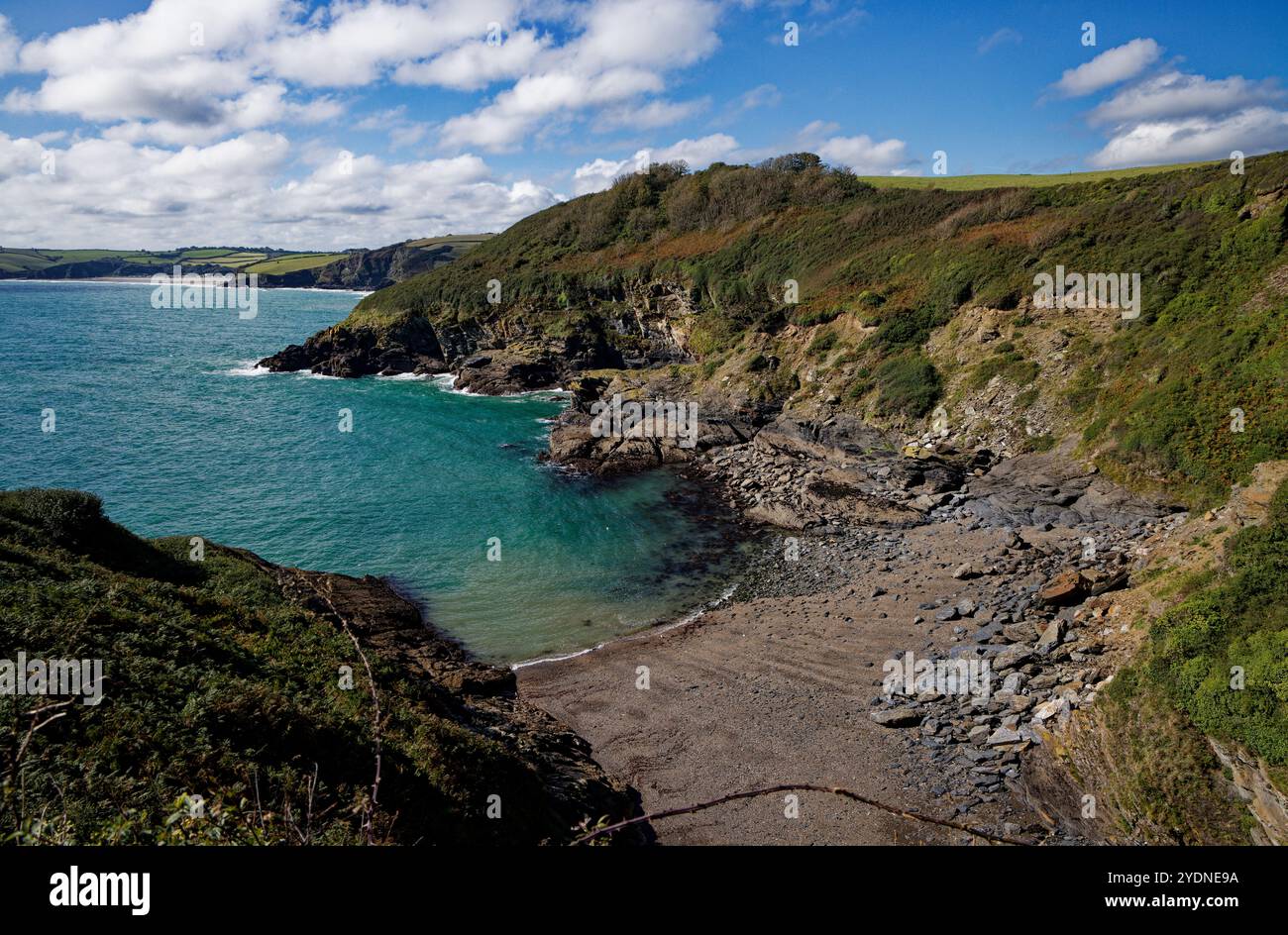 Inaccessible cove along the SW Coast Path at Pentewan, Cornwall Stock ...