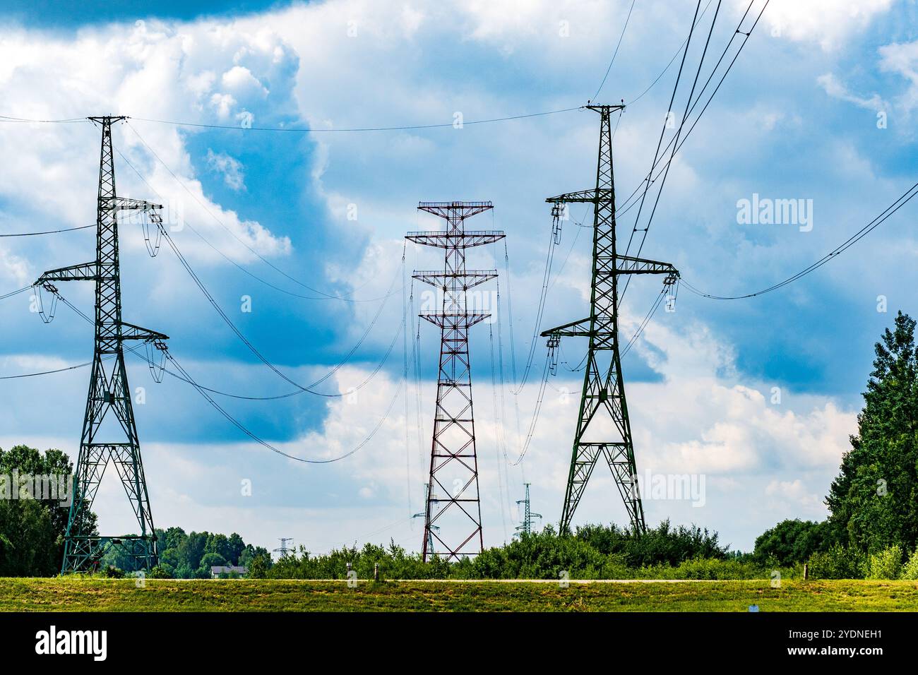 Power lines stretching across landscape hi-res stock photography and ...