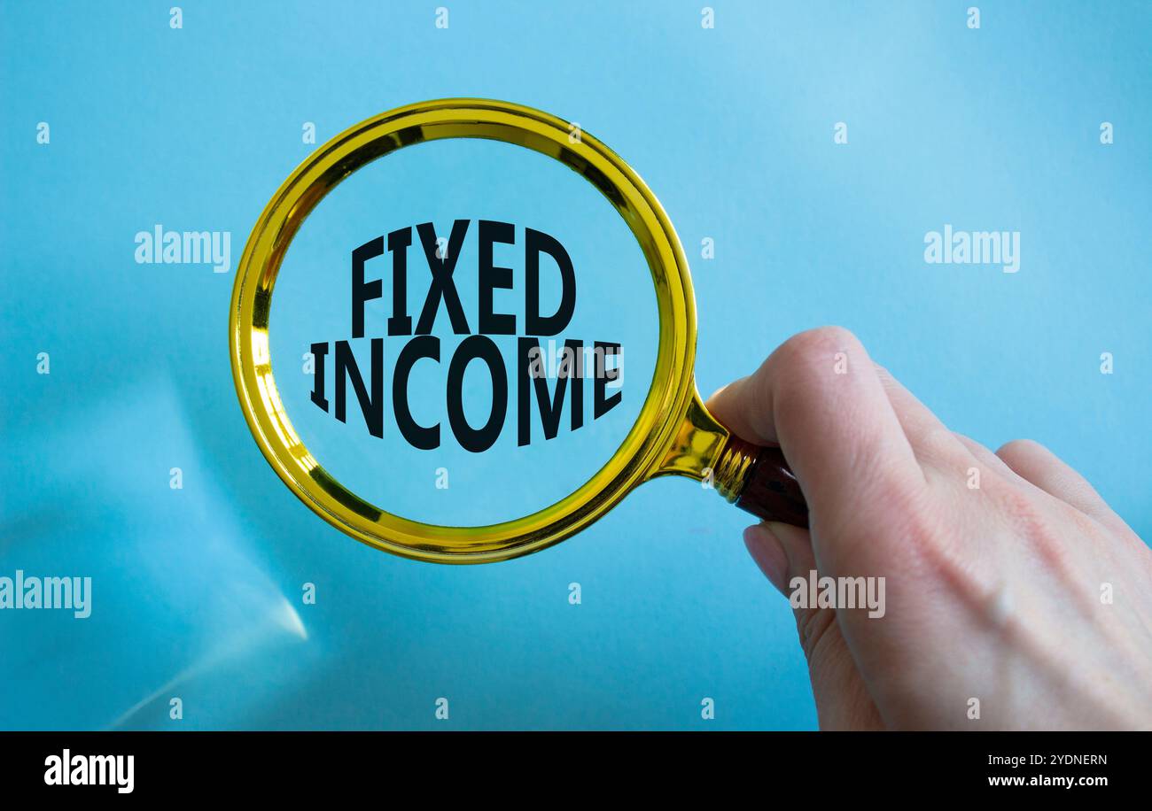Fixed Income symbol. Concept word Fixed Income on magnifying glass ...