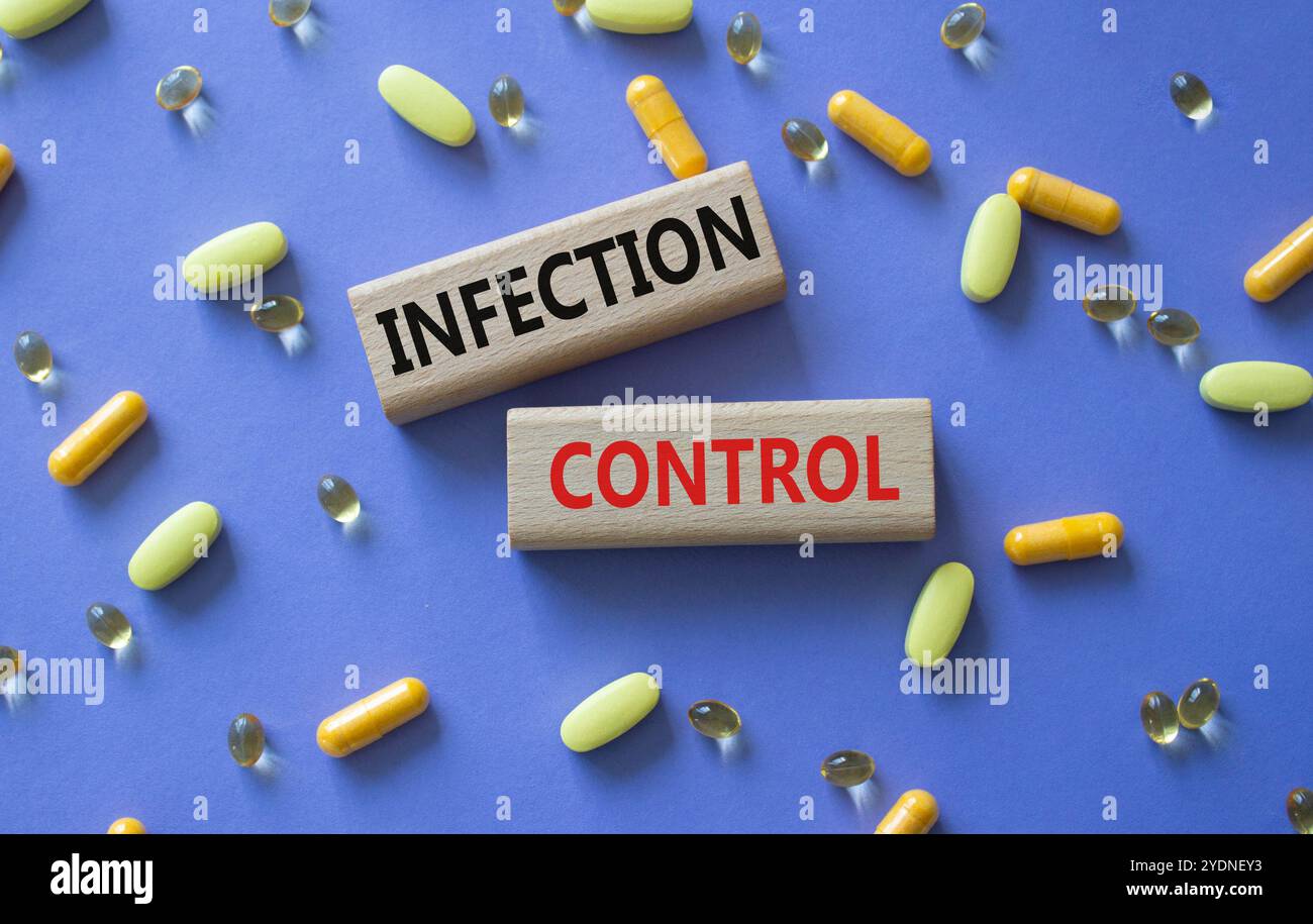 Infection Control symbol. Concept word. Infection Control on wooden ...