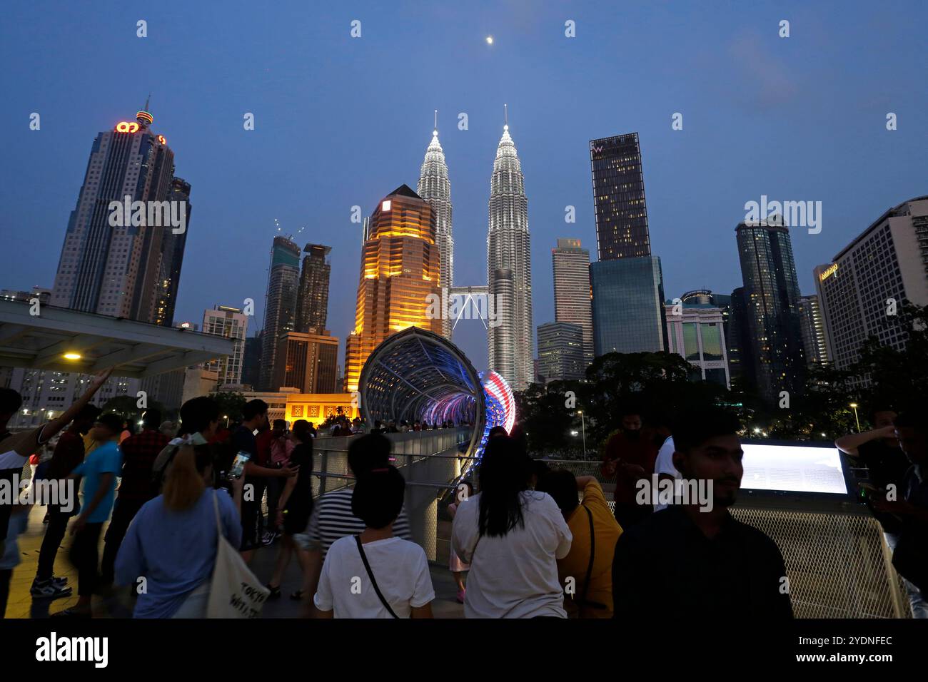 Kuala Lumpur, Malaysia - July 29, 2023: Panoramic view of Saloma bridge ...