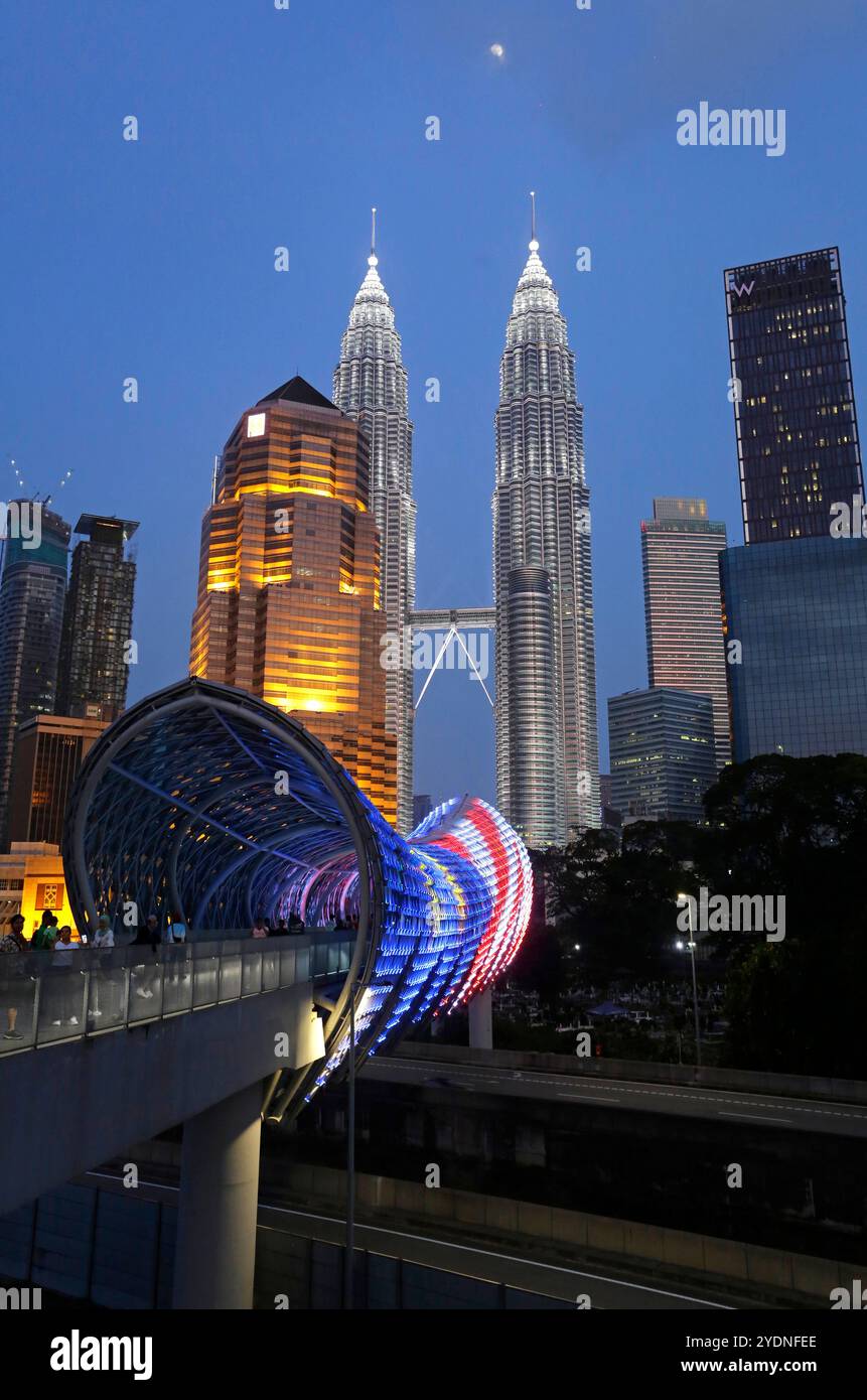Kuala Lumpur, Malaysia - July 29, 2023: Panoramic view of Saloma bridge ...