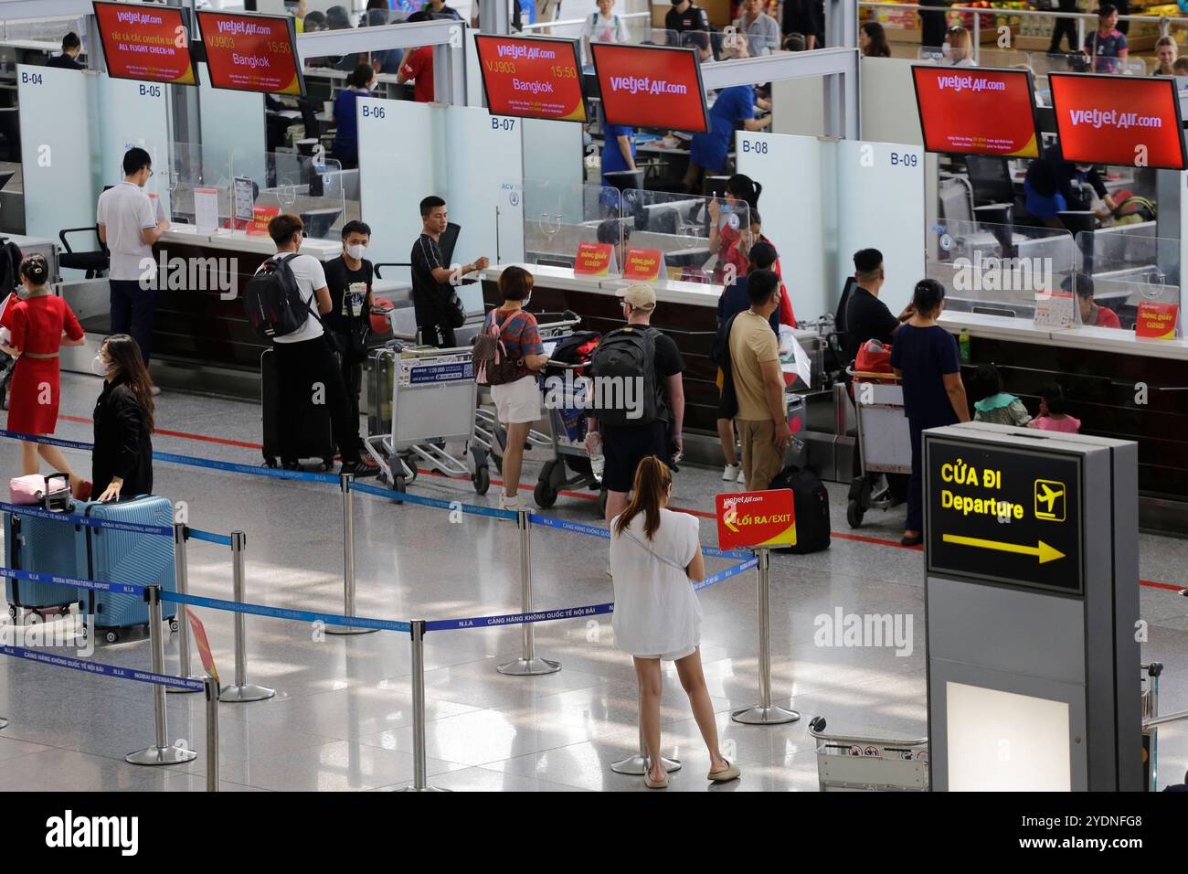 Hanoi, Vietnam - July 26, 2023: Aerial view of VietJet airlines check ...