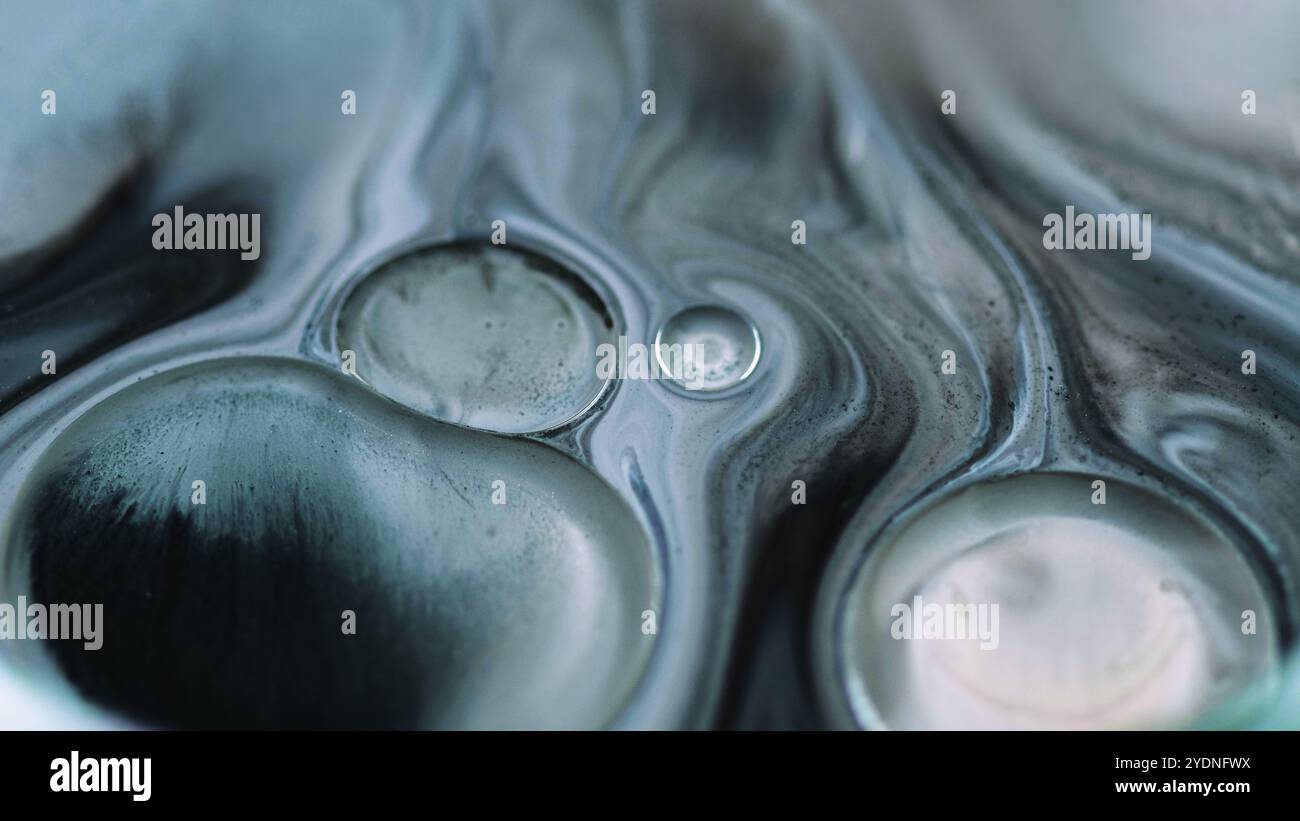 Gel liquid wave. Bubble paint mix. Blur blue black white color ...