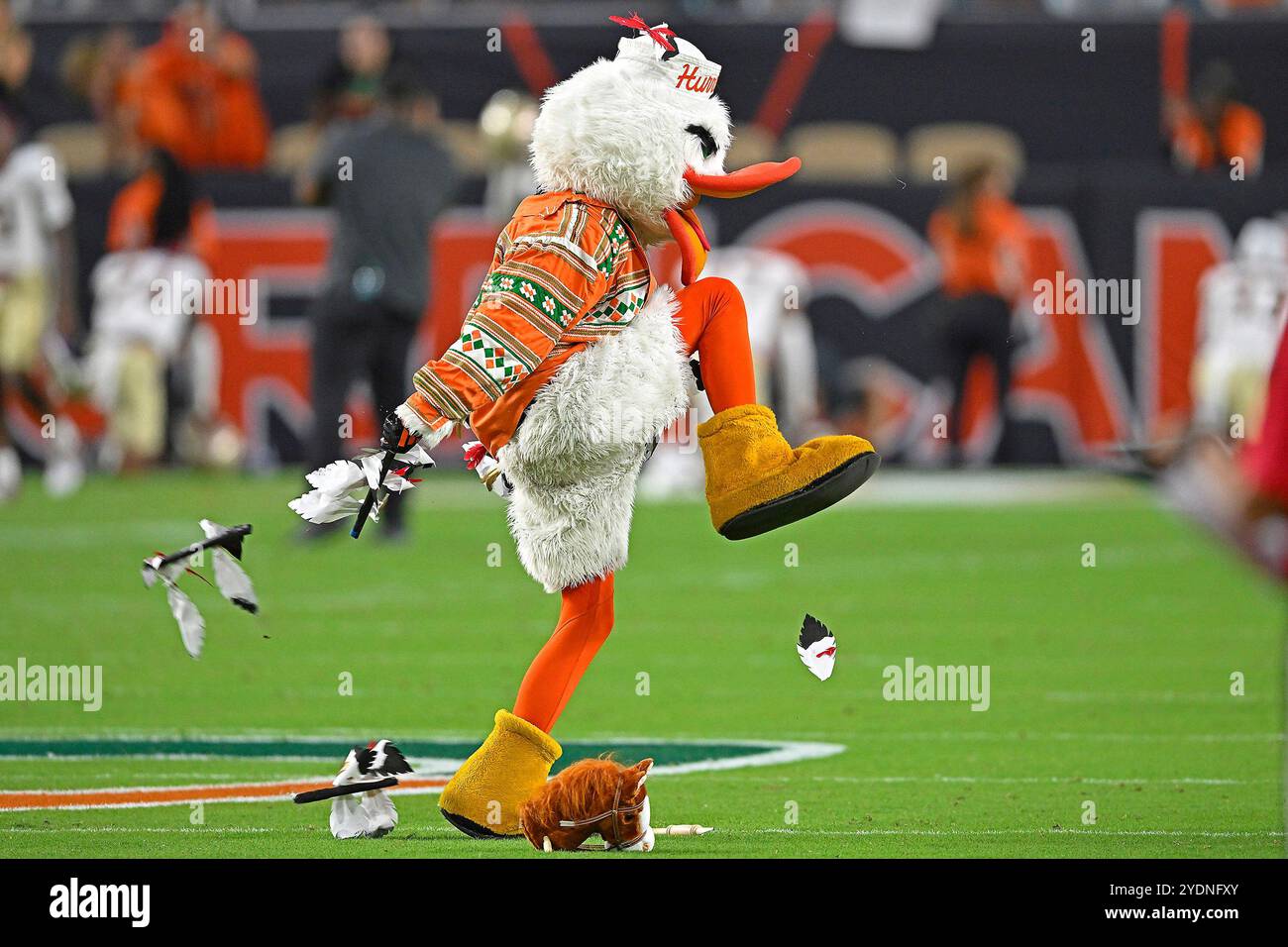 MIAMI GARDENS, FL - OCTOBER 26: Miami's mascot, Sebastian the Ibis ...