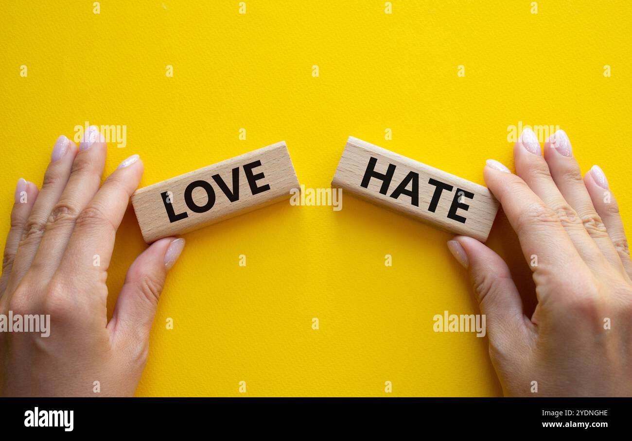 Love vs Hate symbol. Concept word Love vs Hate on wooden blocks ...