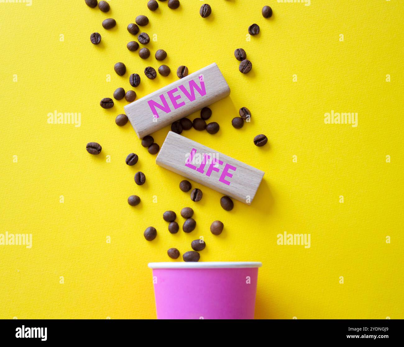 New life symbol. Concept word New life on wooden blocks. Beautiful ...