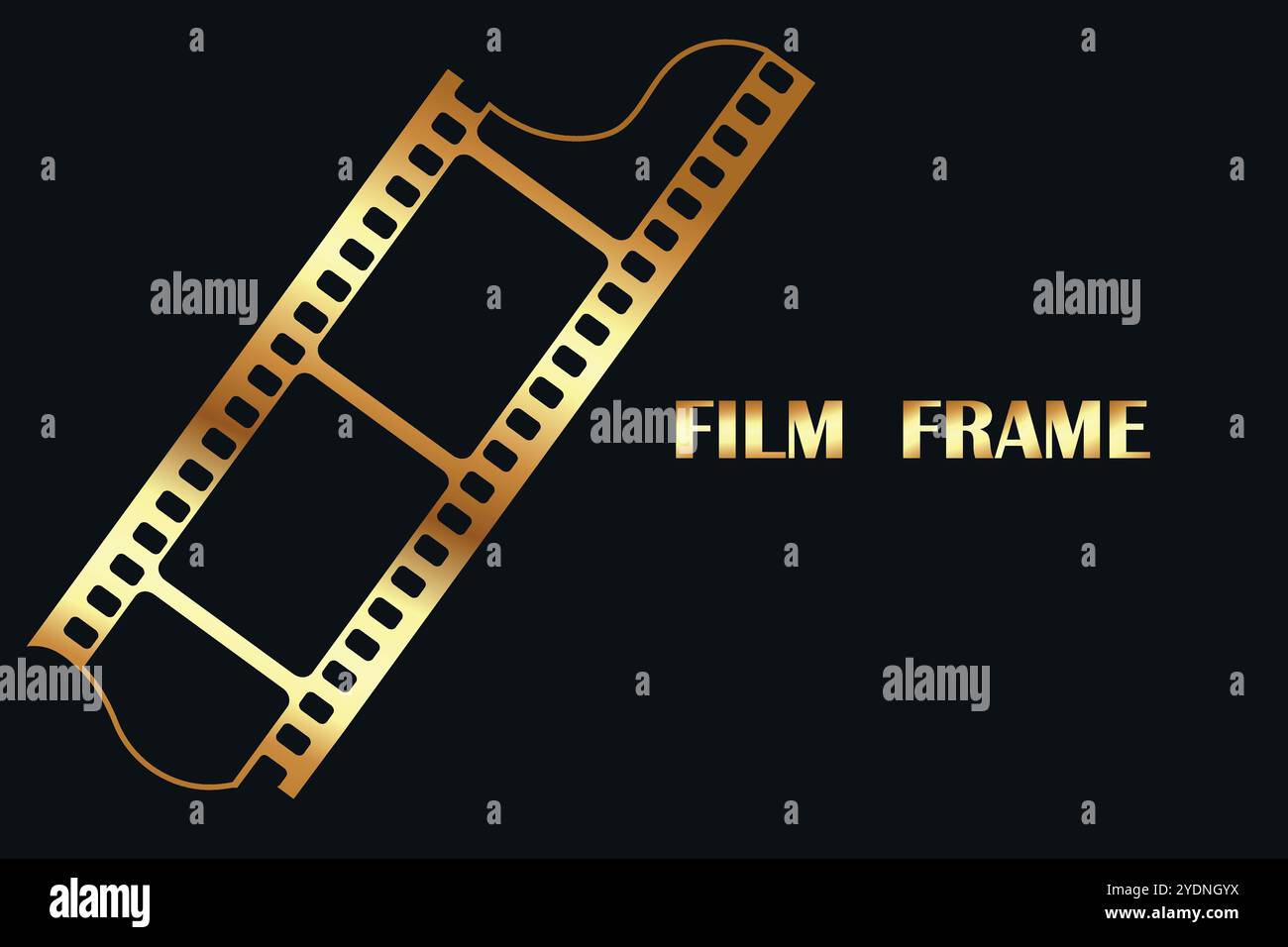 Golden colored film frame background with cut movie film strip. Movie ...