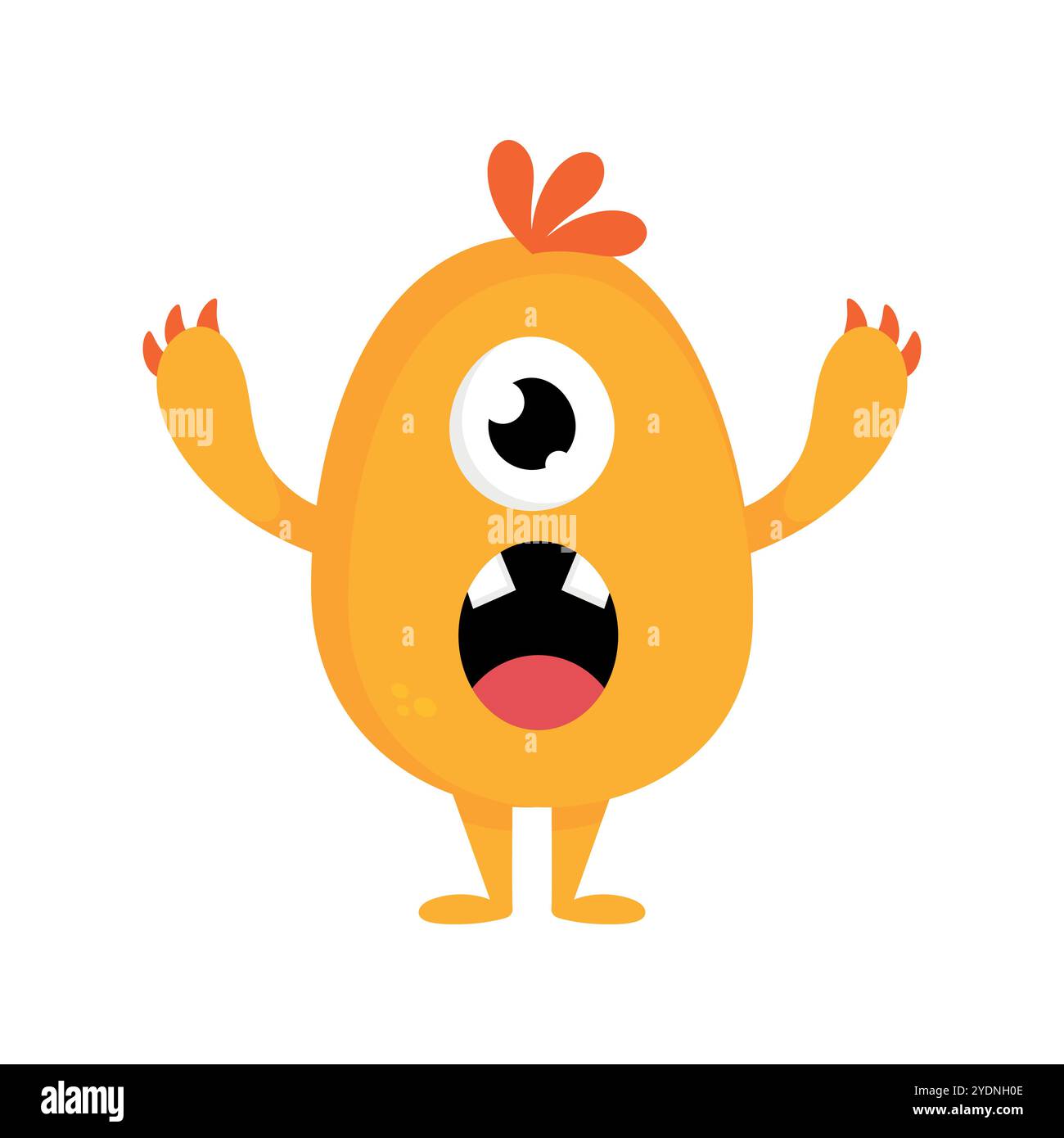 Cute cartoon monster. Funny yellow cyclops creature in childish style ...