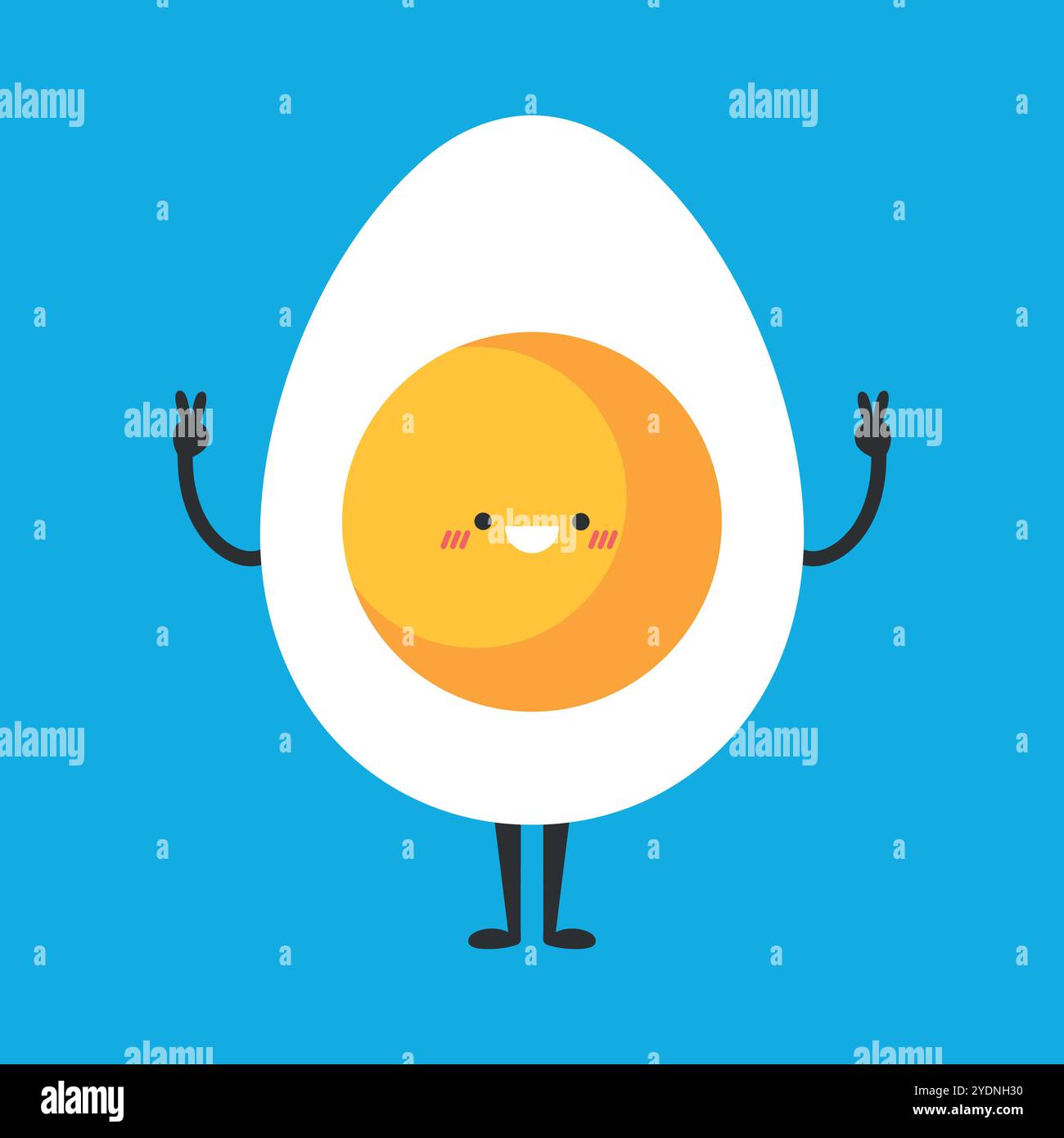 Cute cartoon egg character showing peace sign gesture. Funny egg mascot ...