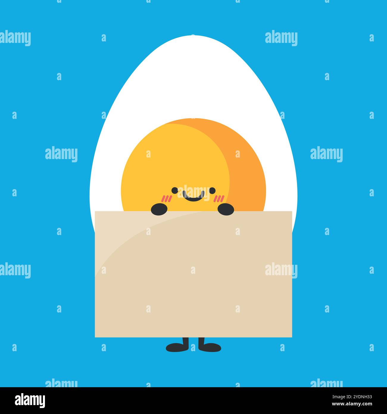Cute cartoon egg holding blank paper banner. Funny egg mascot. Vector illustration Stock Vector ...