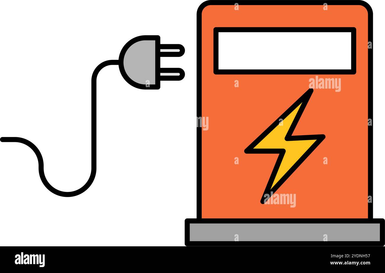 EV charging station and outlet icon. Editable vector Stock Vector Image ...