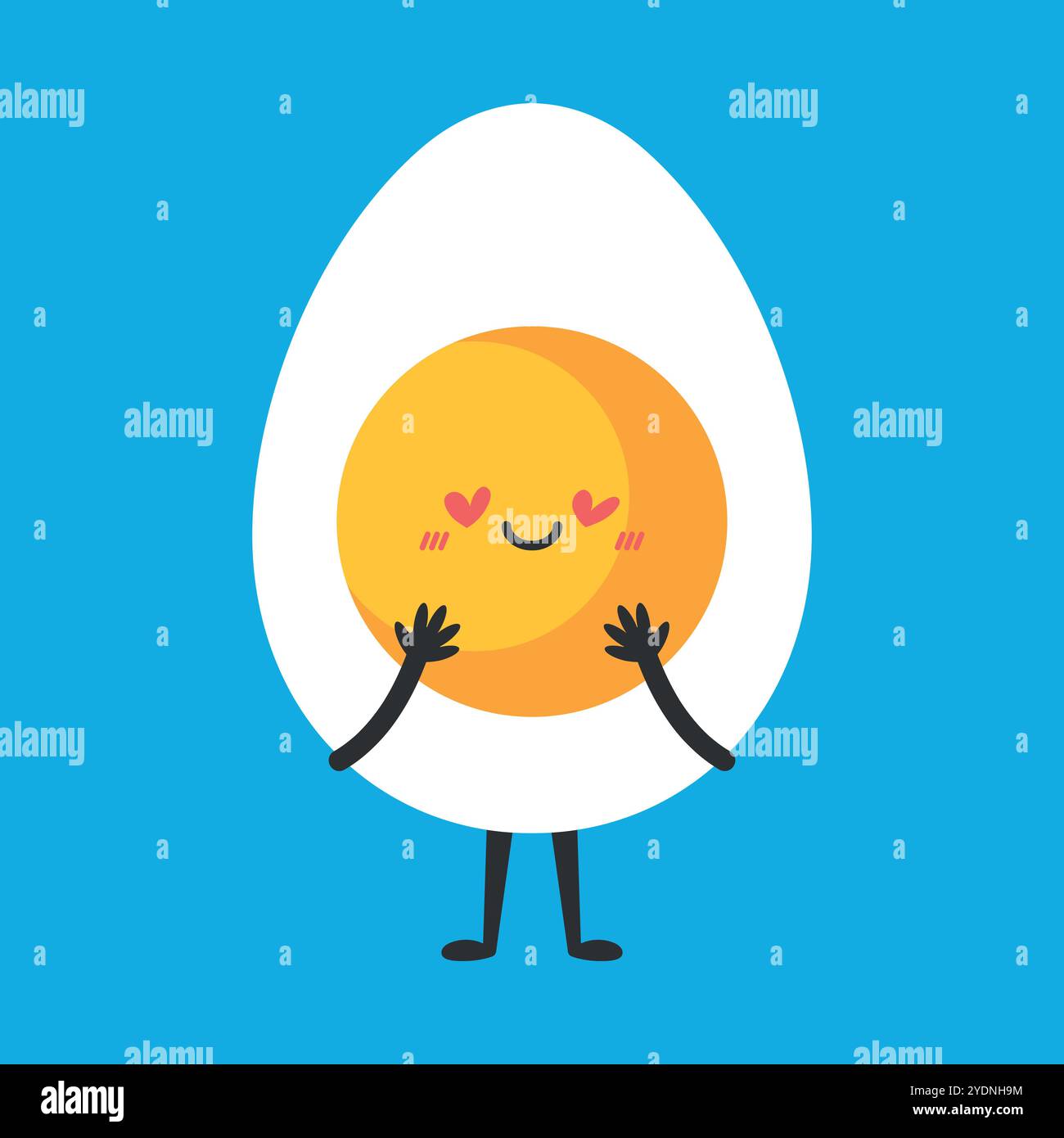 Cute cartoon egg character in love. Funny egg mascot with heart eyes. Vector illustration Stock ...