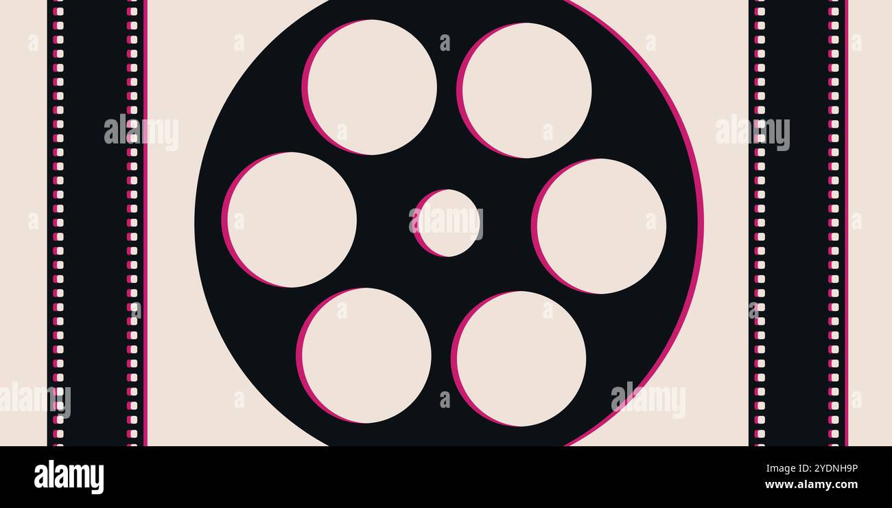 Film reel and filmstrip silhouette background. Movie film cinema ...