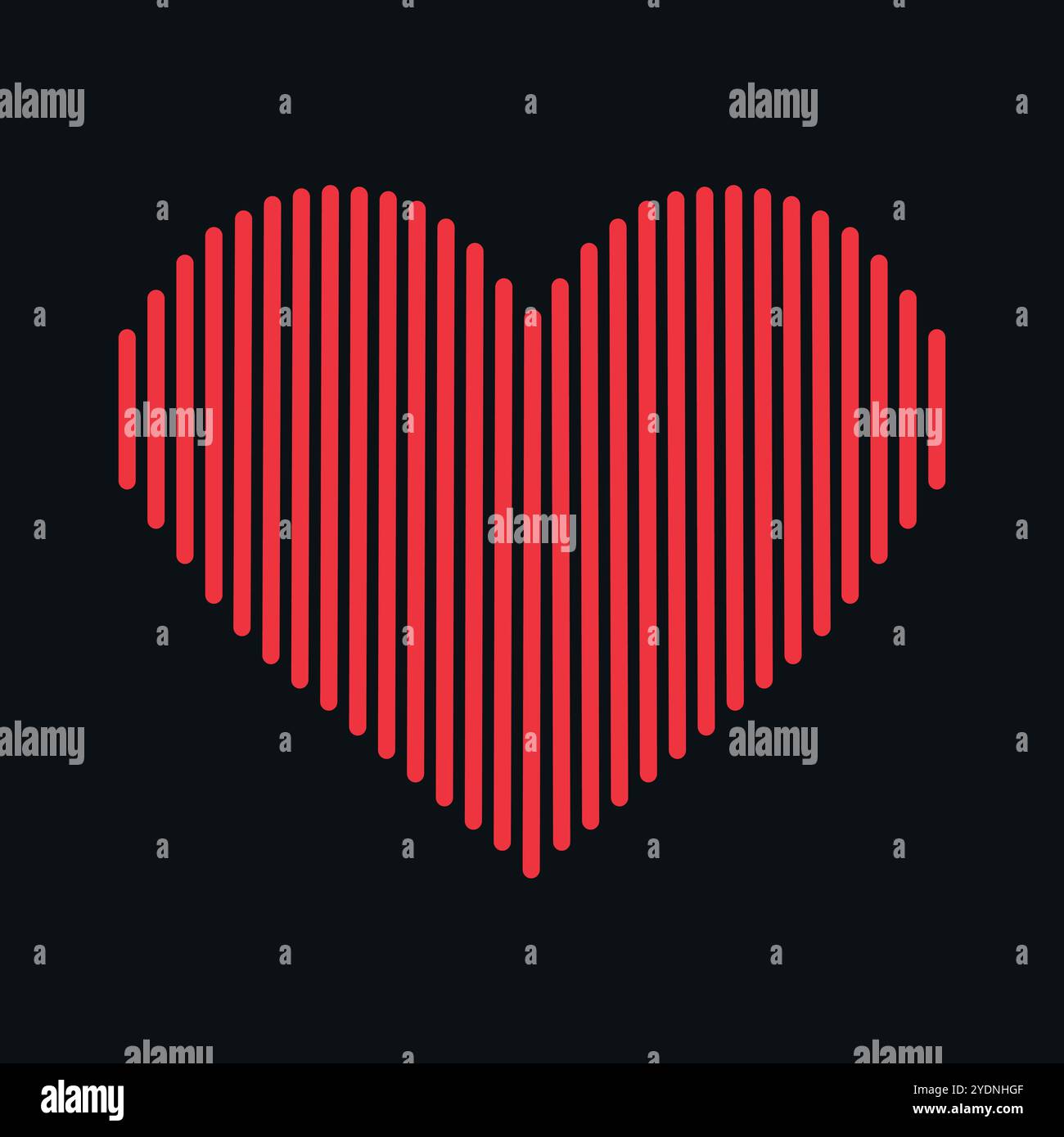 Sound wave in heart shape on black background. Music equalizer. Vector ...