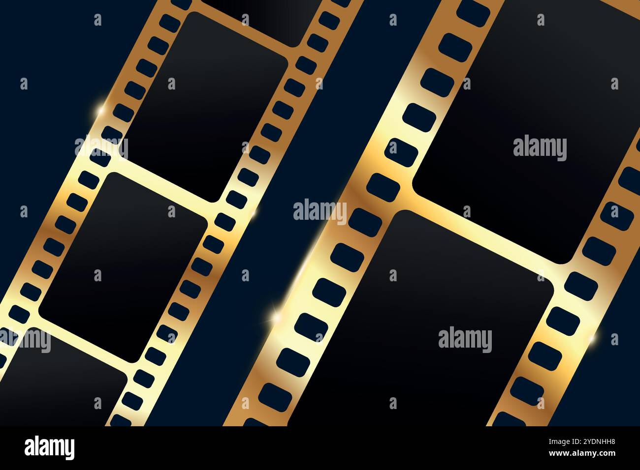 Shiny golden movie film strip background. Cinema film concept. Vector ...