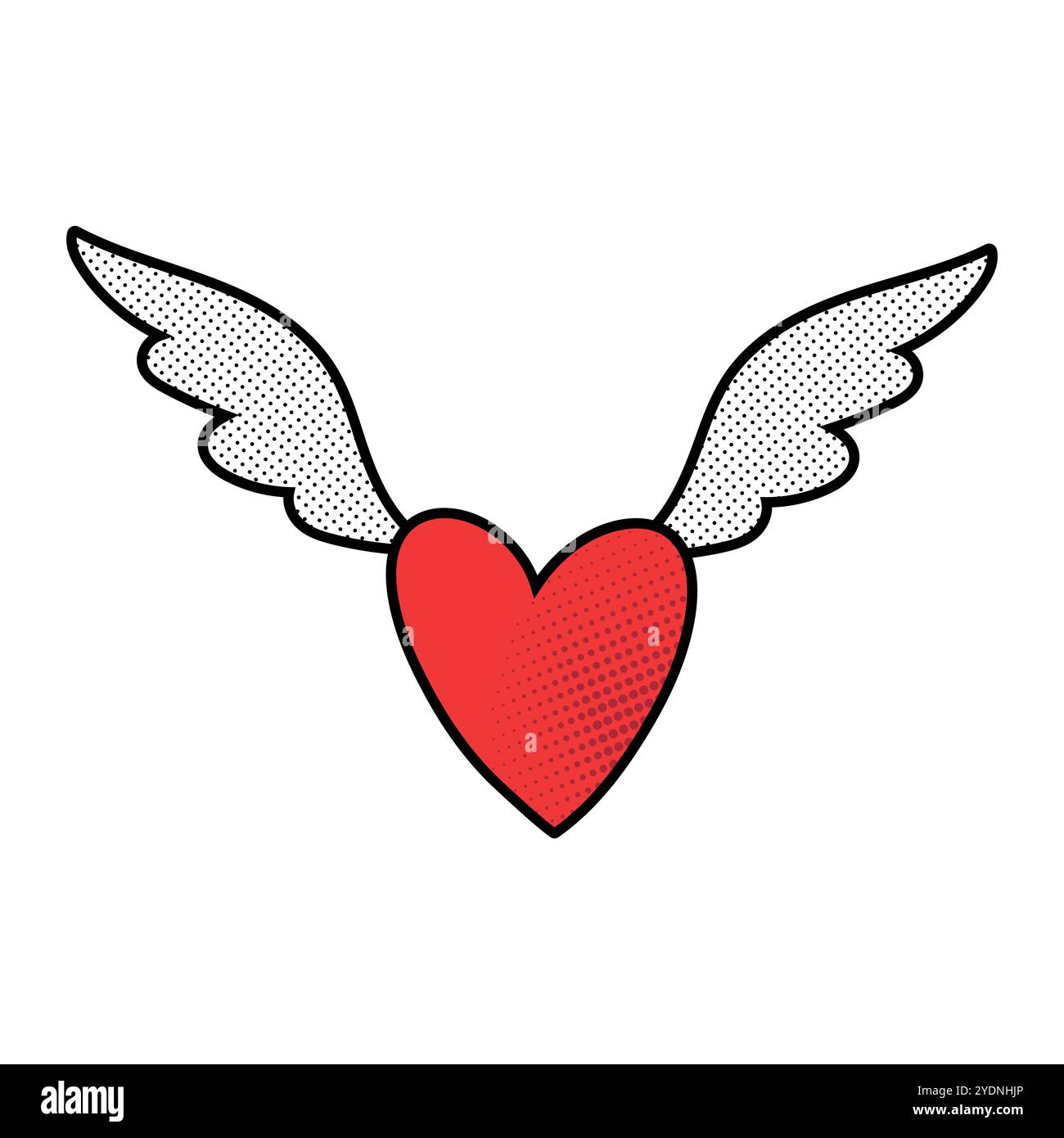 Flying red heart with white wings in pop art style. Vector illustration ...