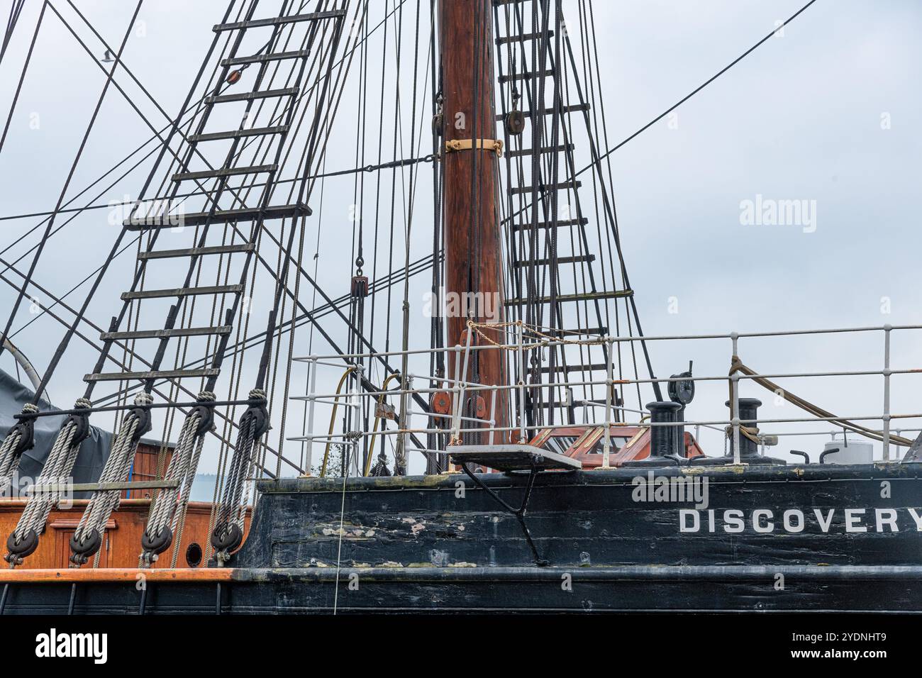 The Royal Research Ship HMS Discovery, sit next to each other on the ...