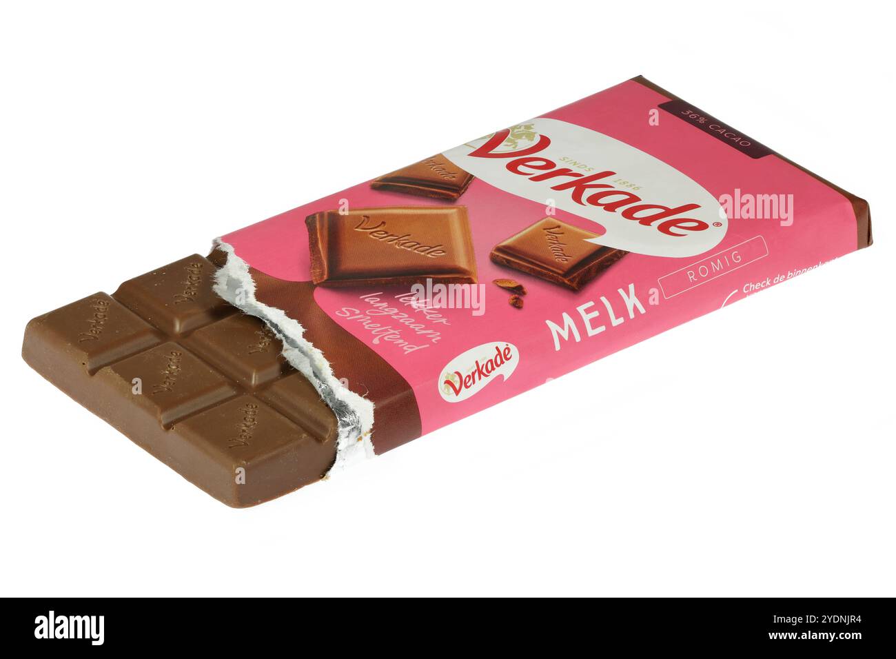 Verkade milk chocolate isolated on white background Stock Photo - Alamy