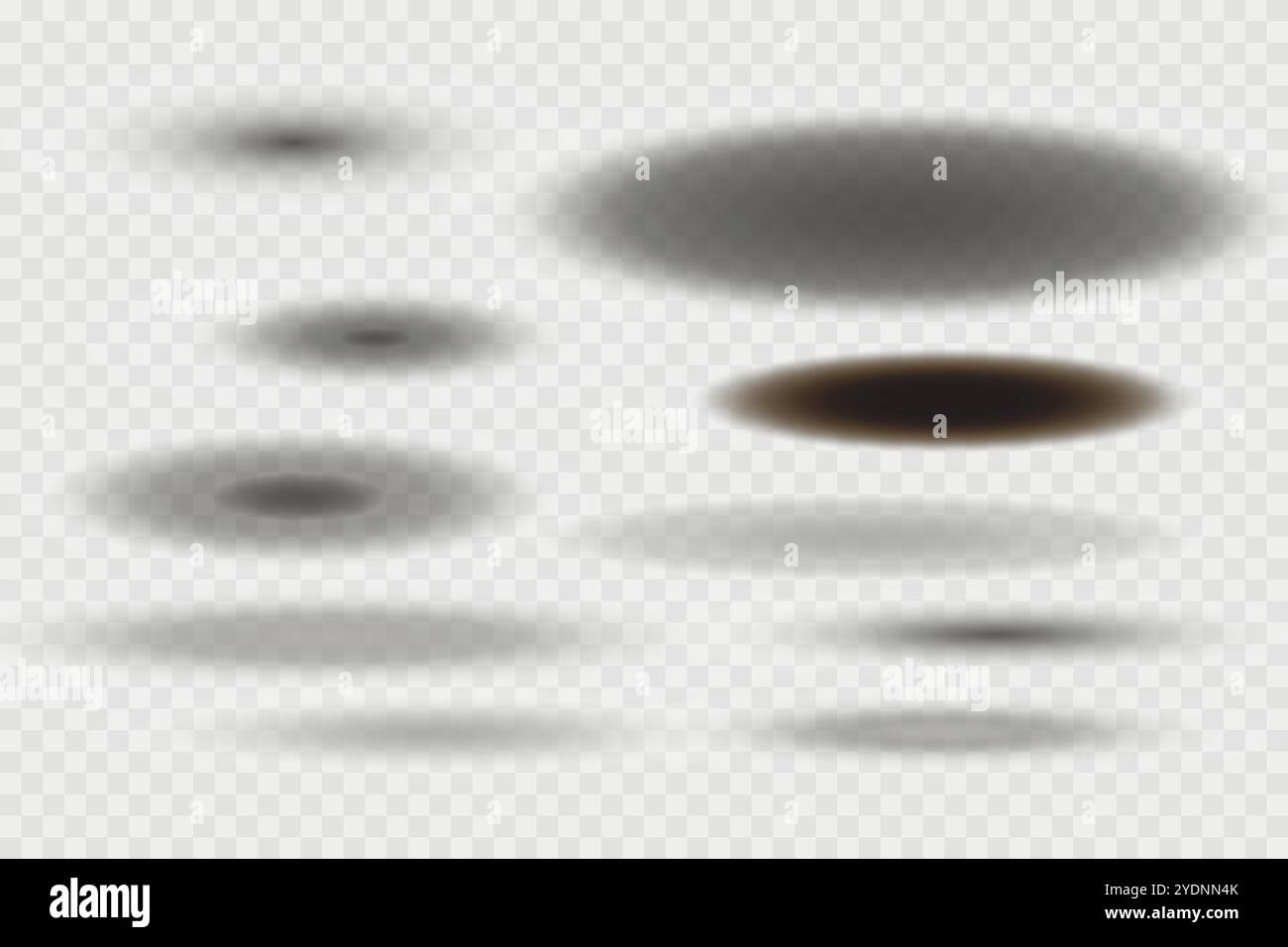Different realistic round shadow, soft shapes on transparent background ...