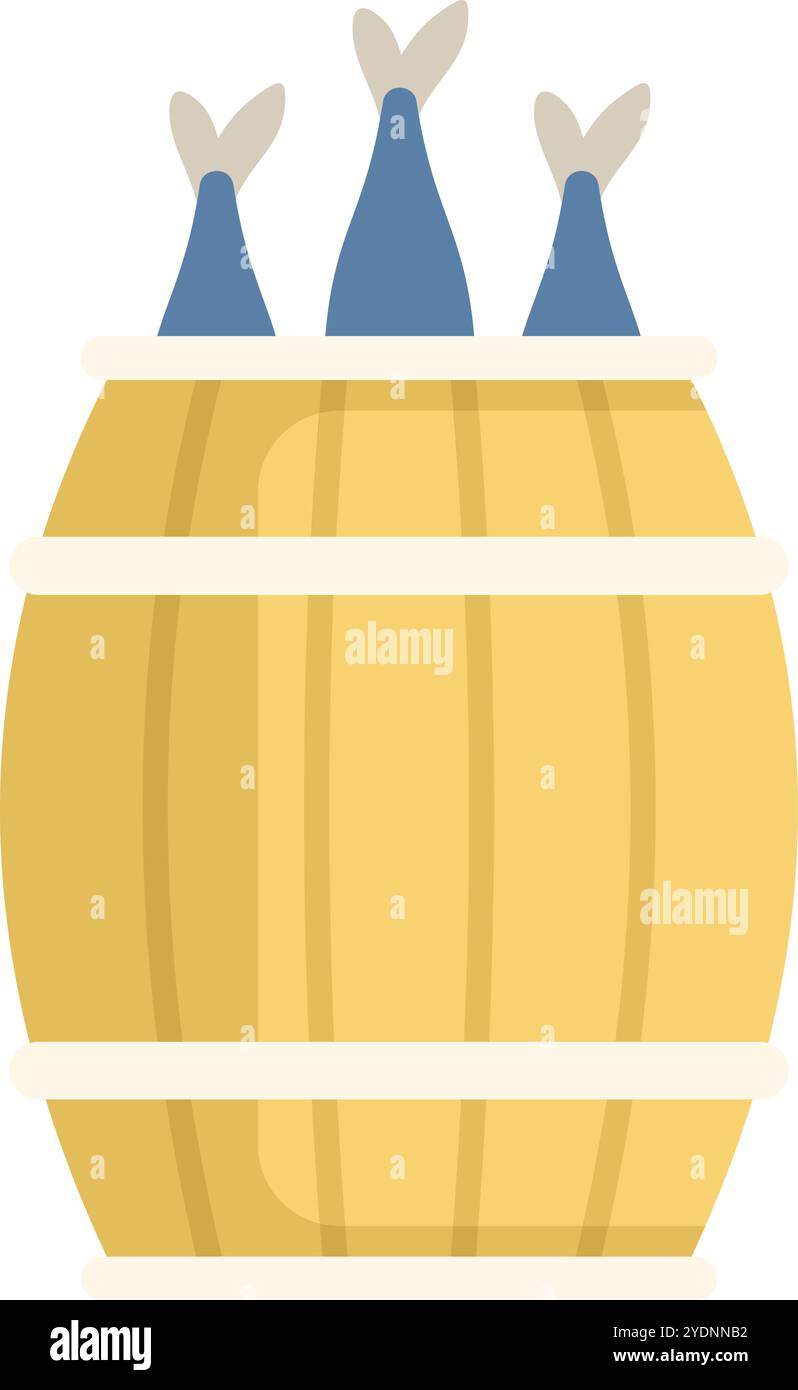 Wooden barrel is holding fresh fish, showcasing a traditional method of ...