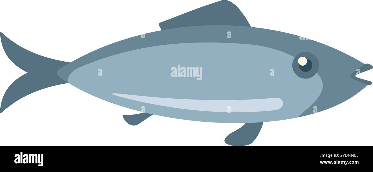Simple cartoon illustration of a grey fish swimming with its mouth open ...