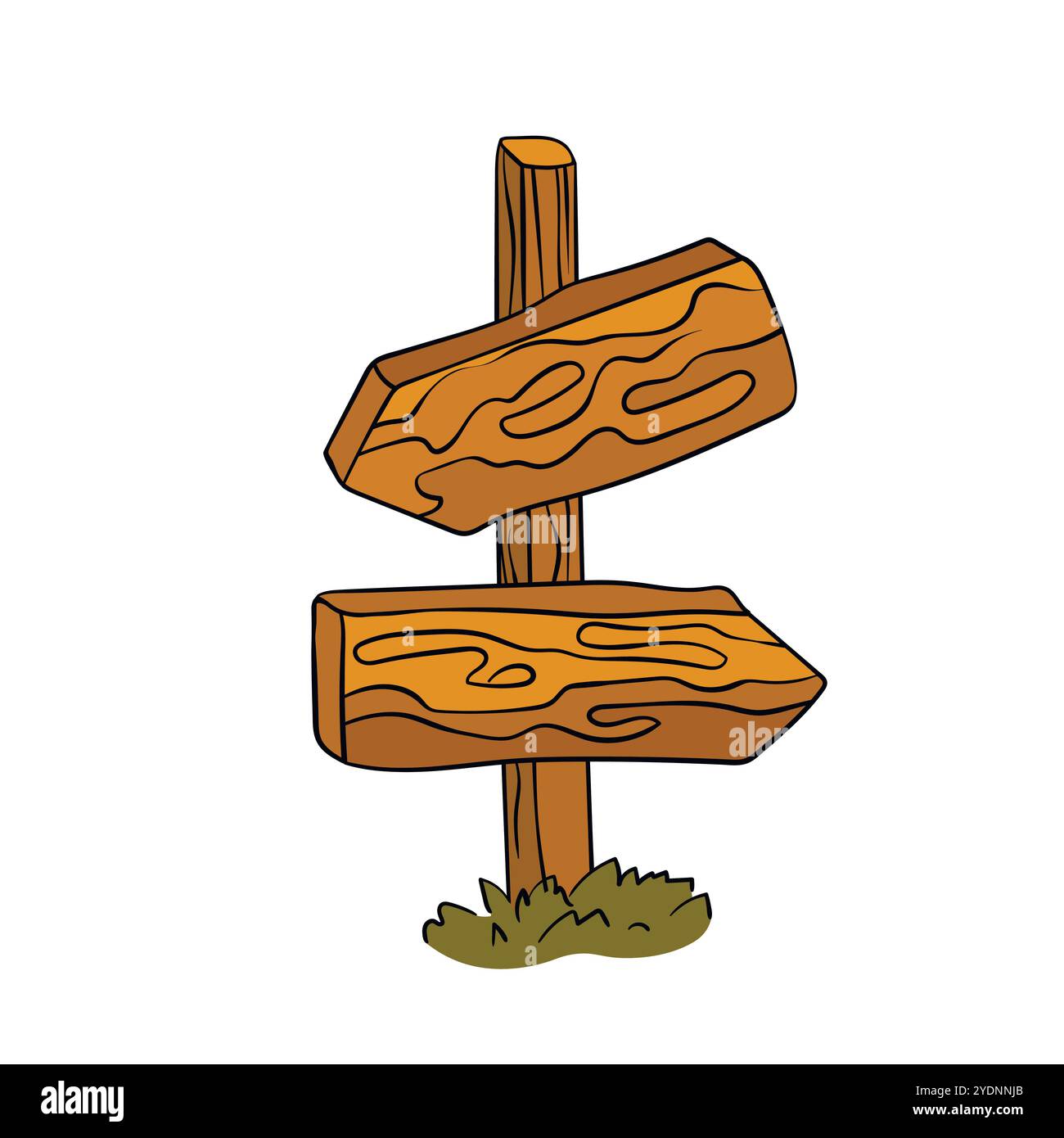 Vector set of hand drawn road signs. Wooden signs with arrows. Color ...